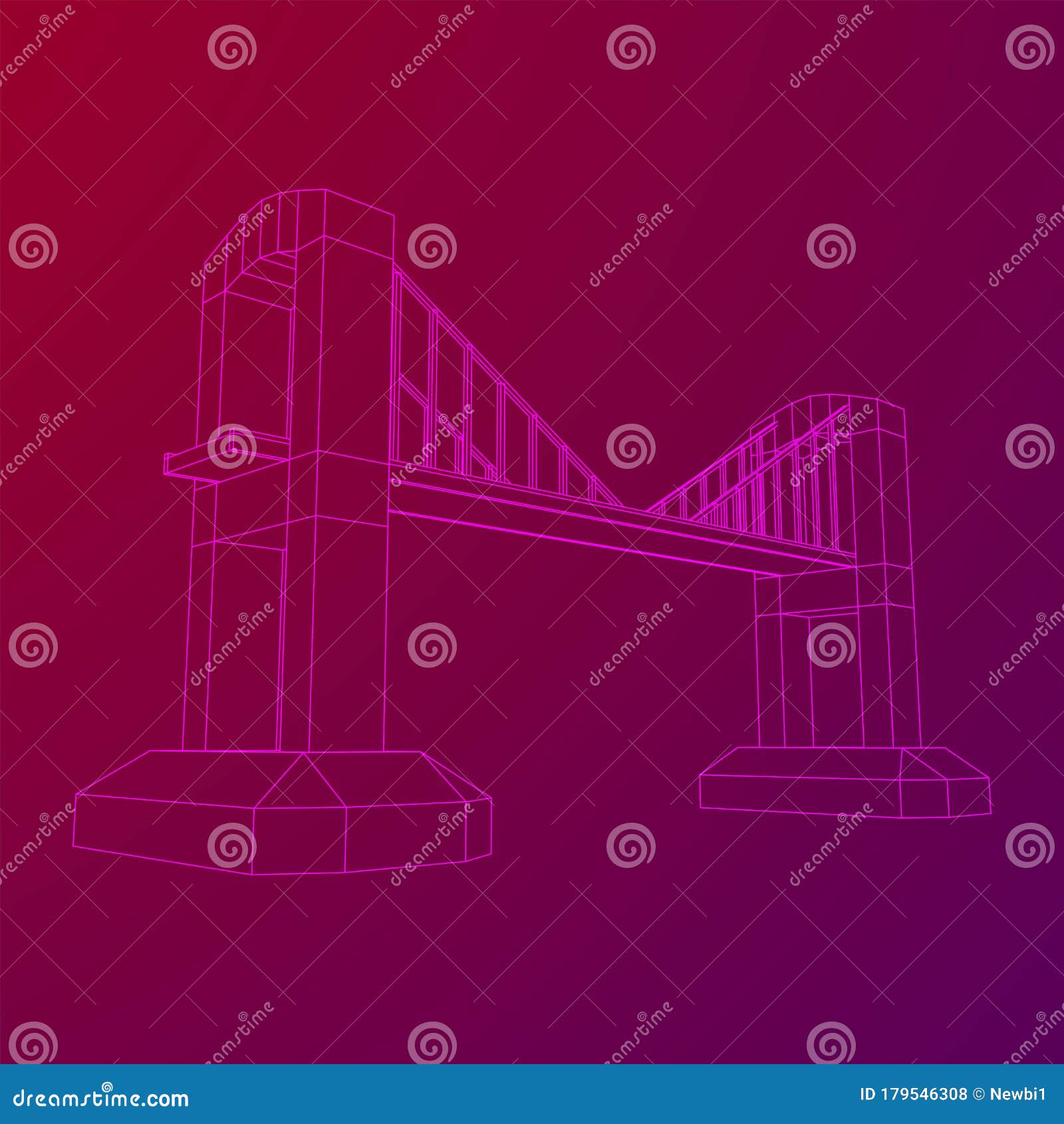 Bridge Connection Structure Wireframe Stock Vector - Illustration of ...
