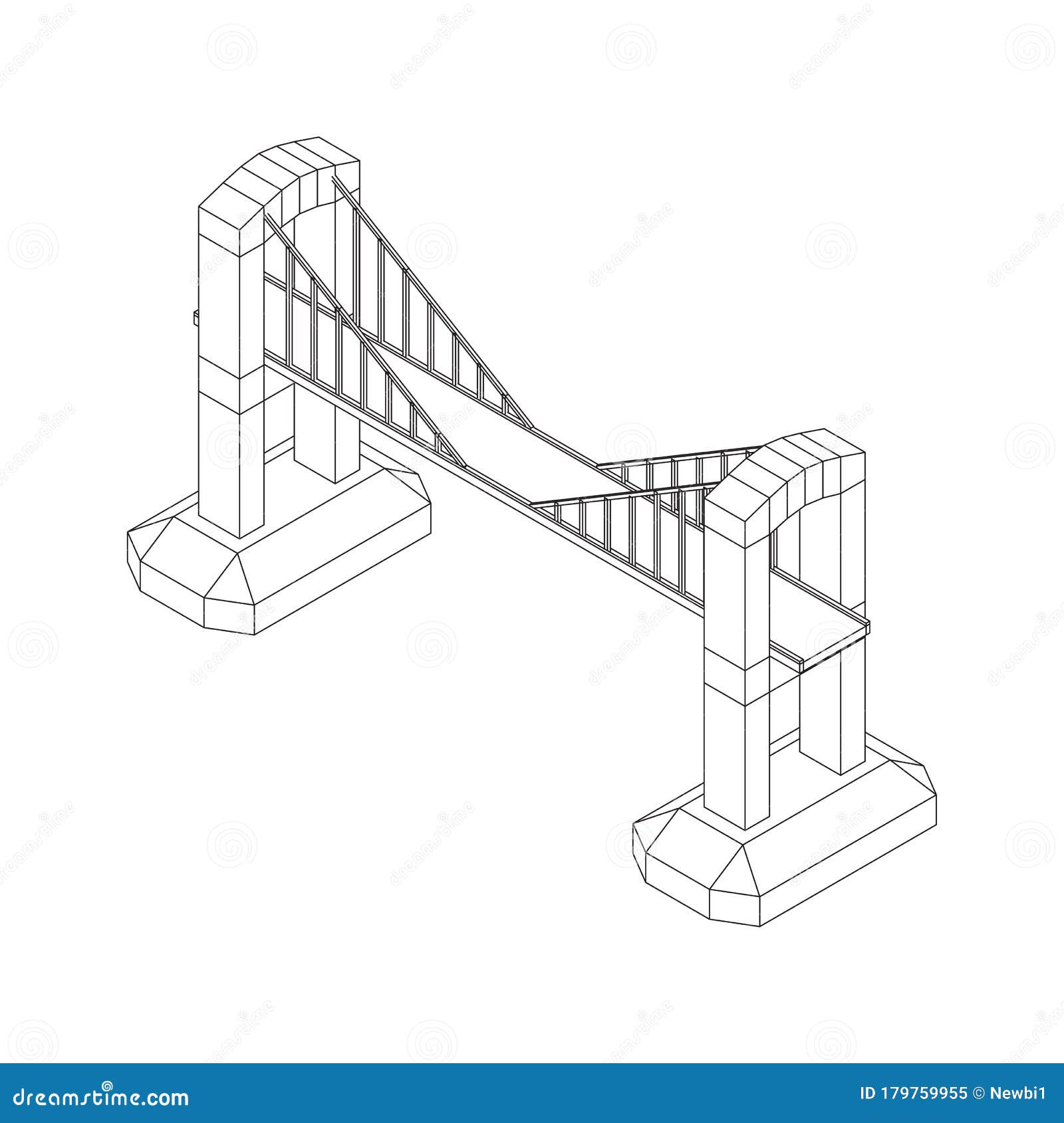 Bridge Connection Structure Wireframe Stock Vector - Illustration of ...