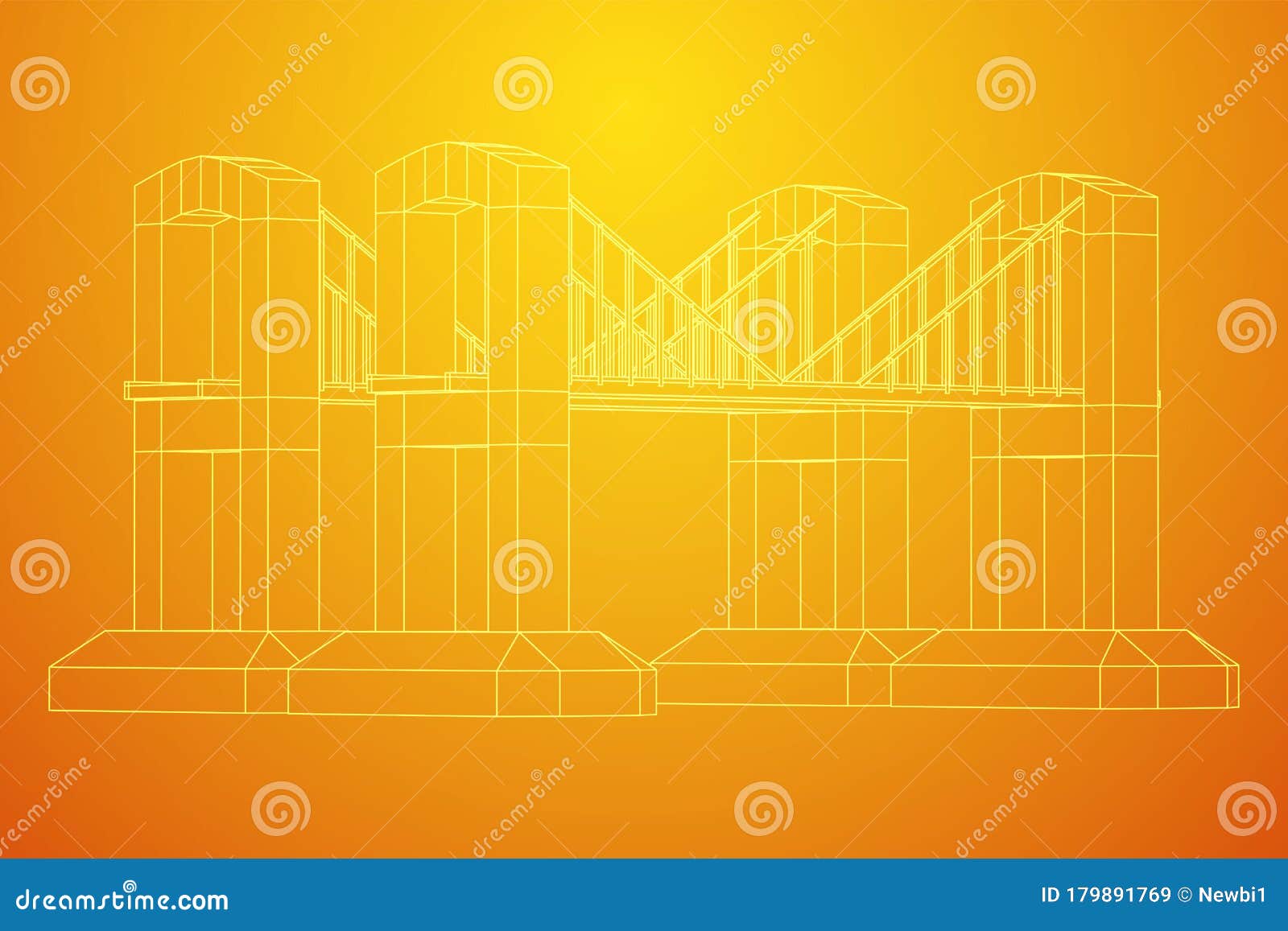 Bridge Connection Structure Wireframe Stock Vector - Illustration of ...