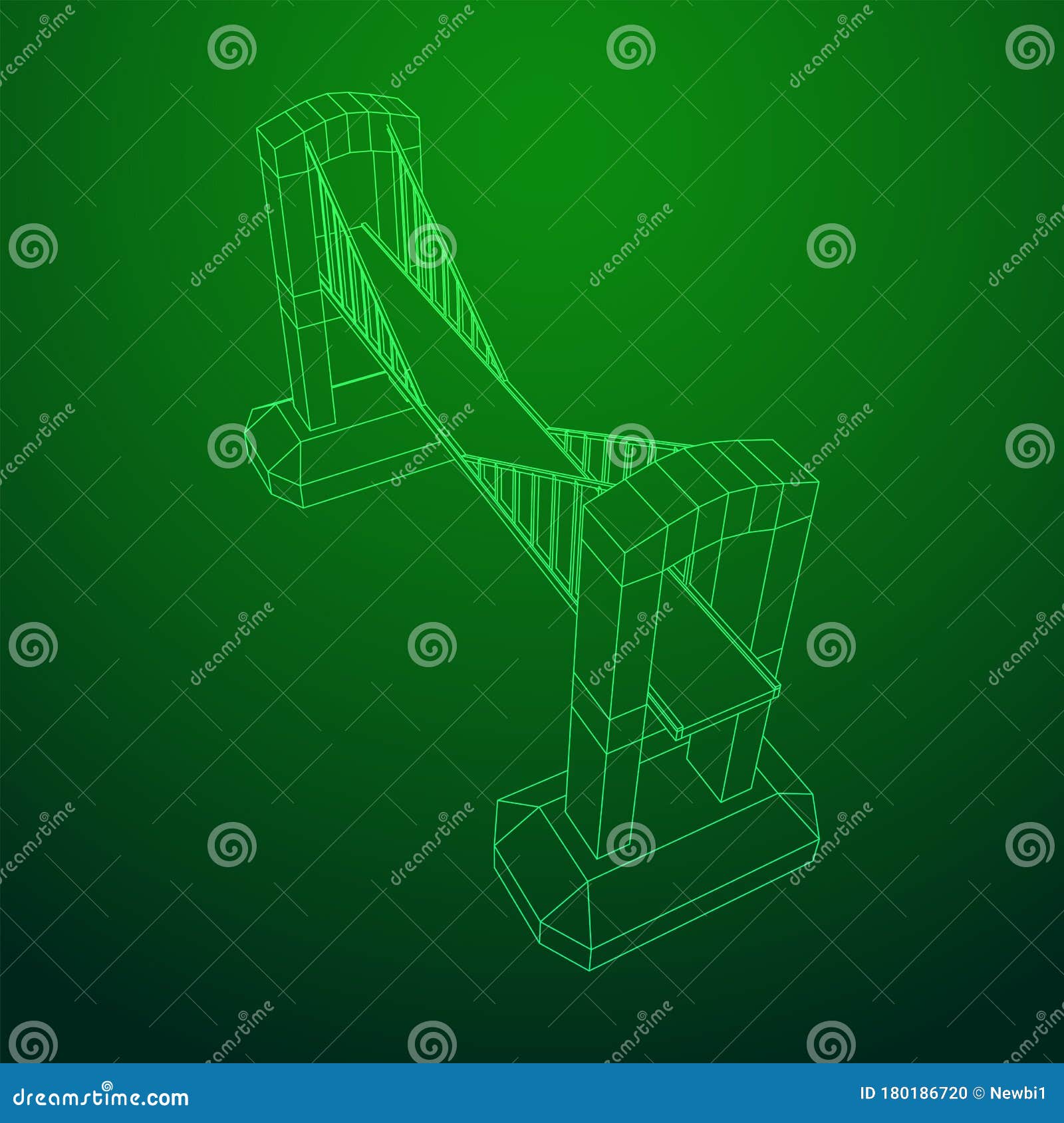 Bridge Connection Structure Wireframe Stock Vector - Illustration of ...