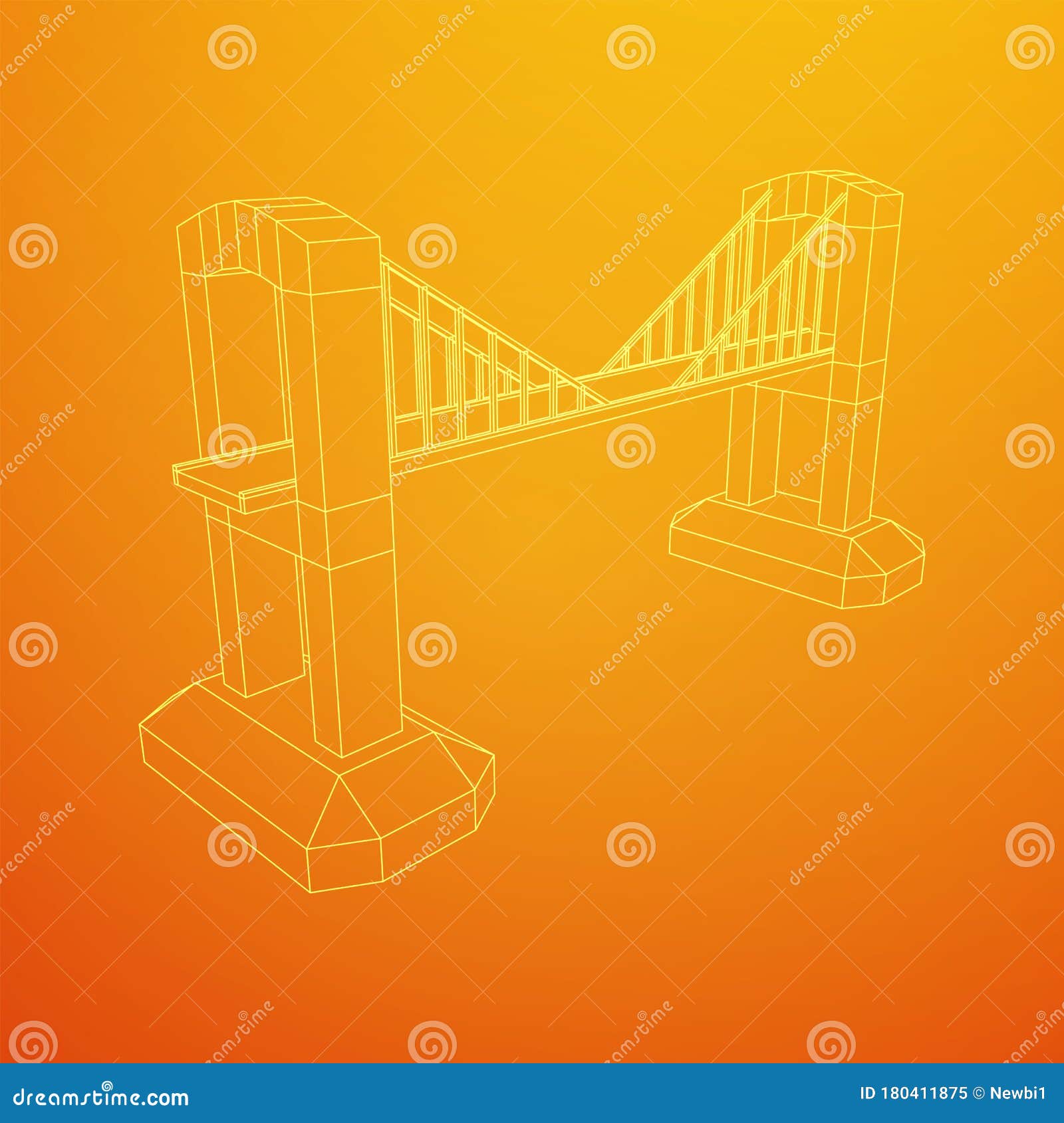 Bridge Connection Structure Wireframe Stock Vector - Illustration of ...