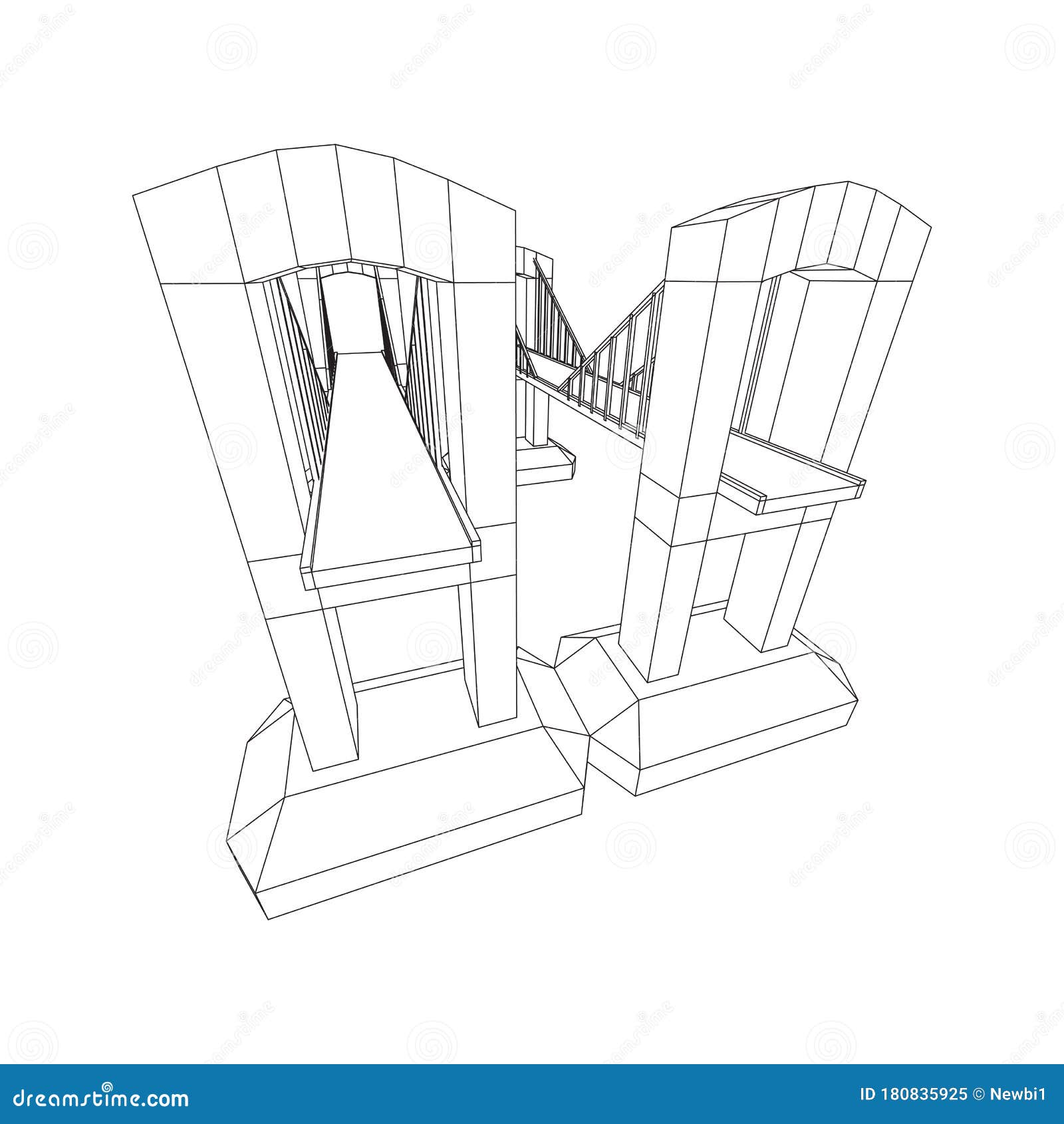 Bridge Connection Structure Wireframe Stock Vector - Illustration of ...