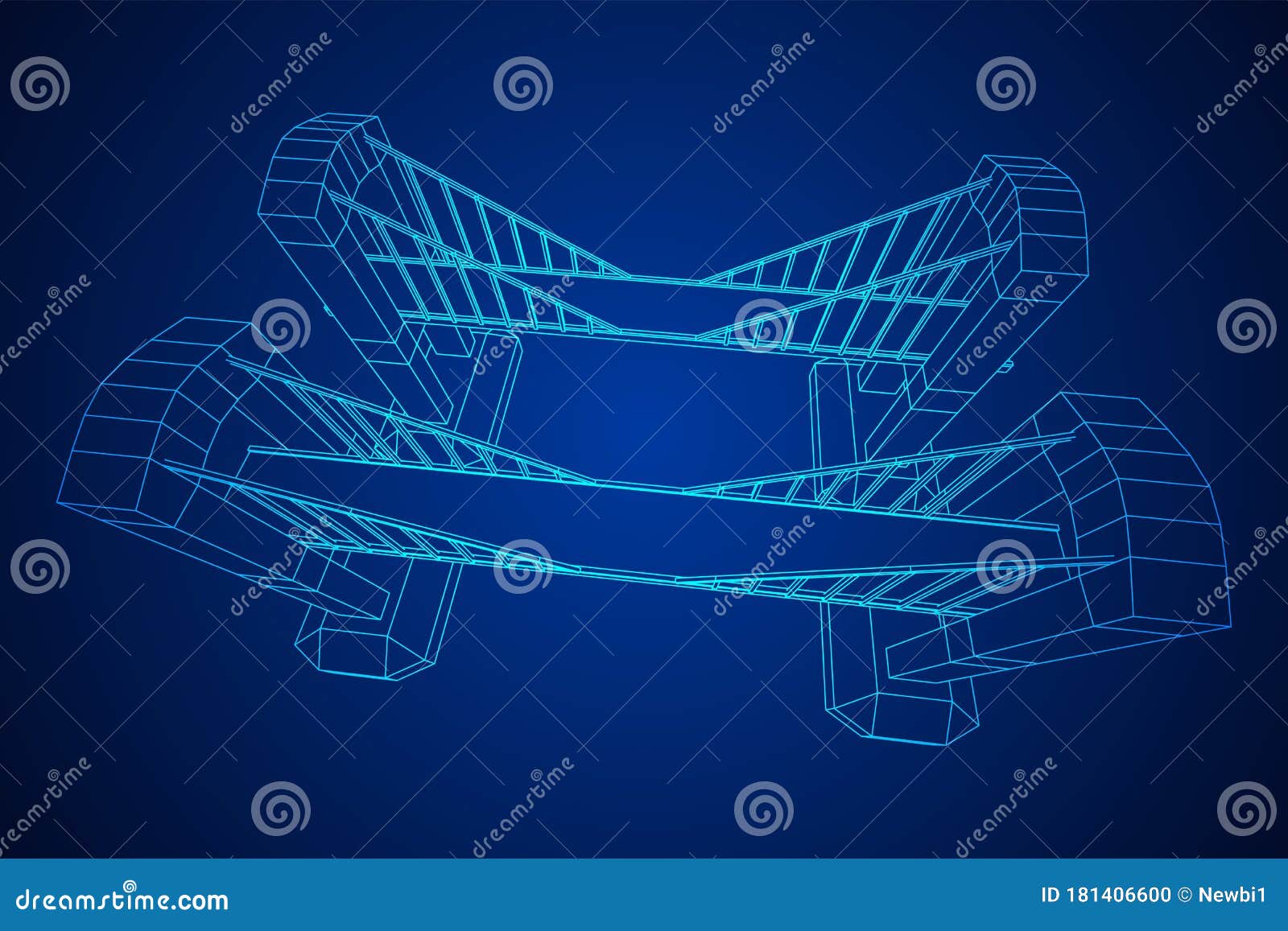 Bridge Connection Structure Wireframe Stock Vector - Illustration of ...