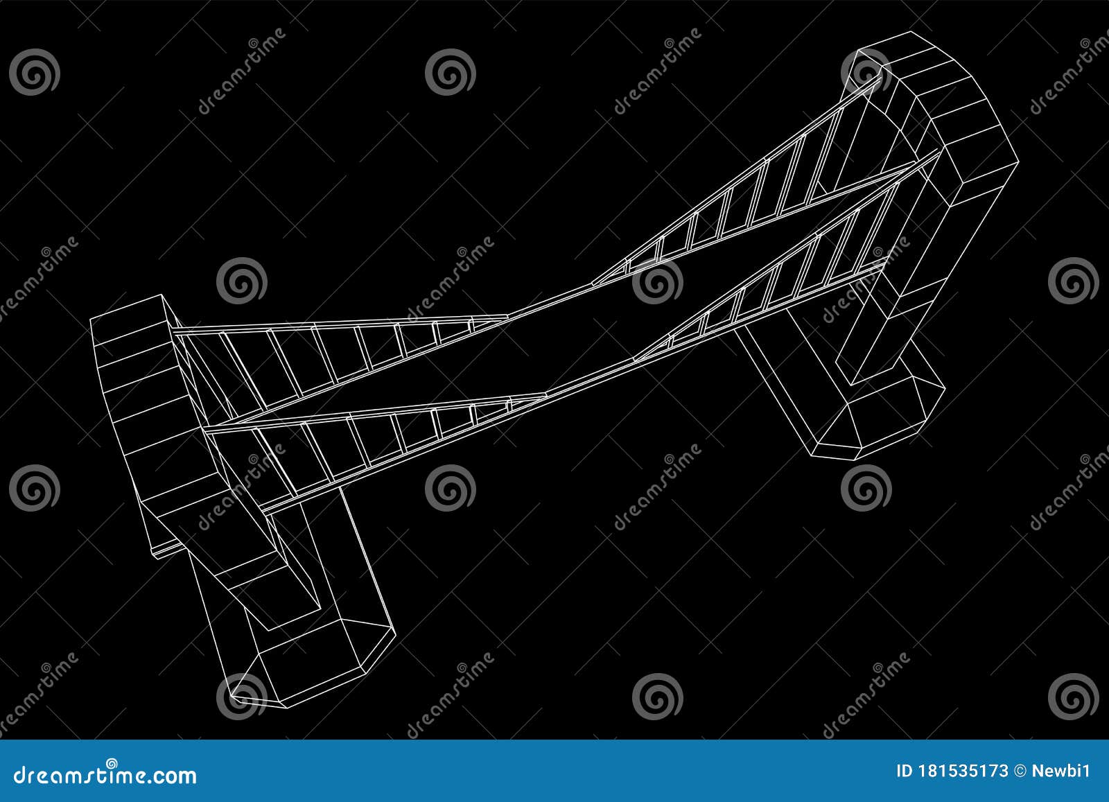 Bridge Connection Structure Wireframe Stock Vector - Illustration of ...