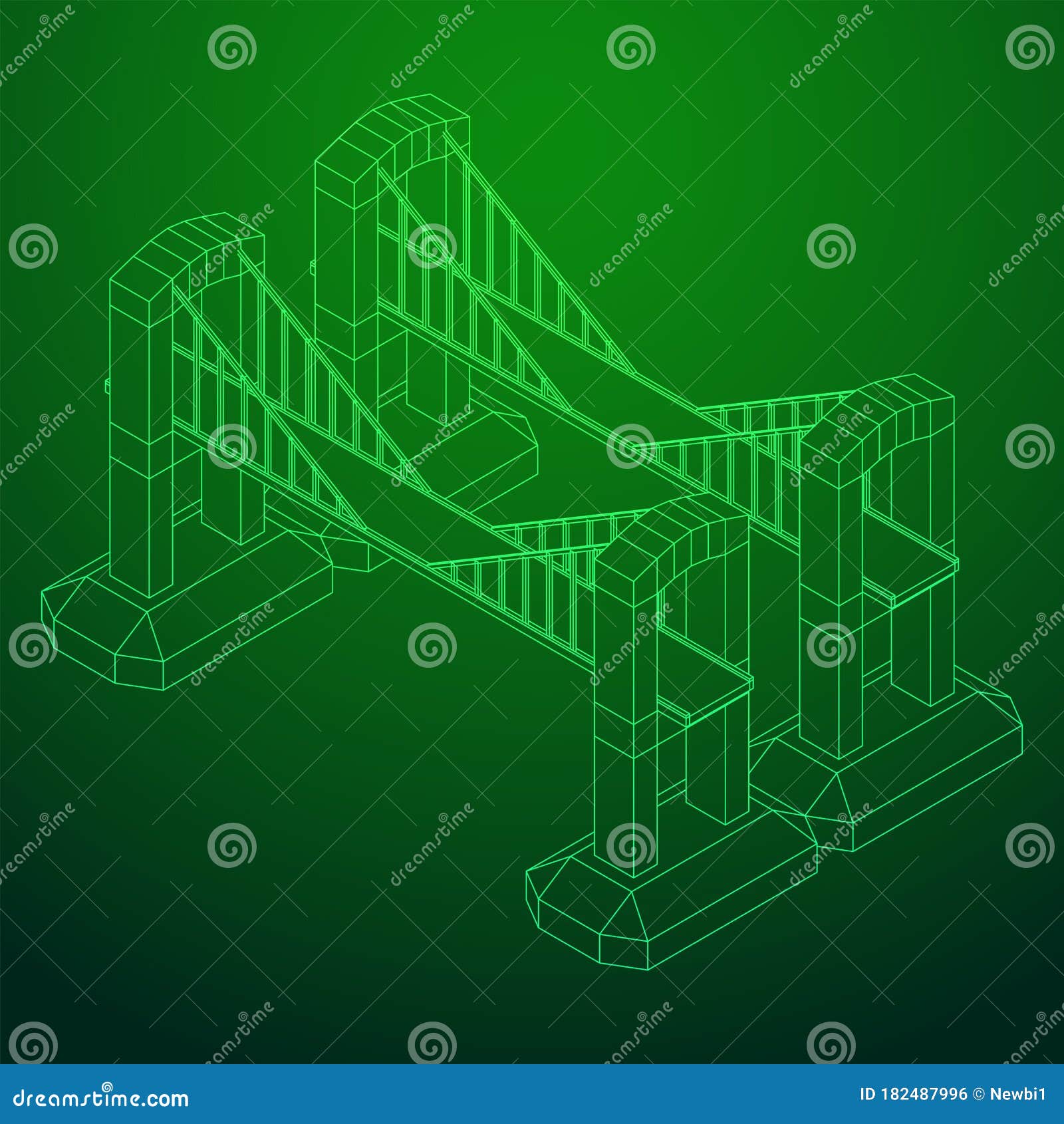 Bridge Connection Structure Wireframe Stock Vector - Illustration of ...