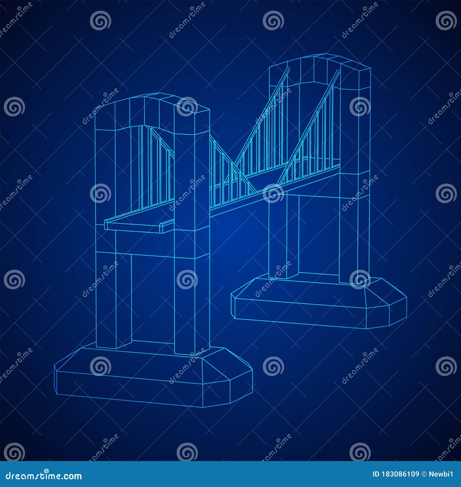Bridge Connection Structure Wireframe Stock Vector - Illustration of ...