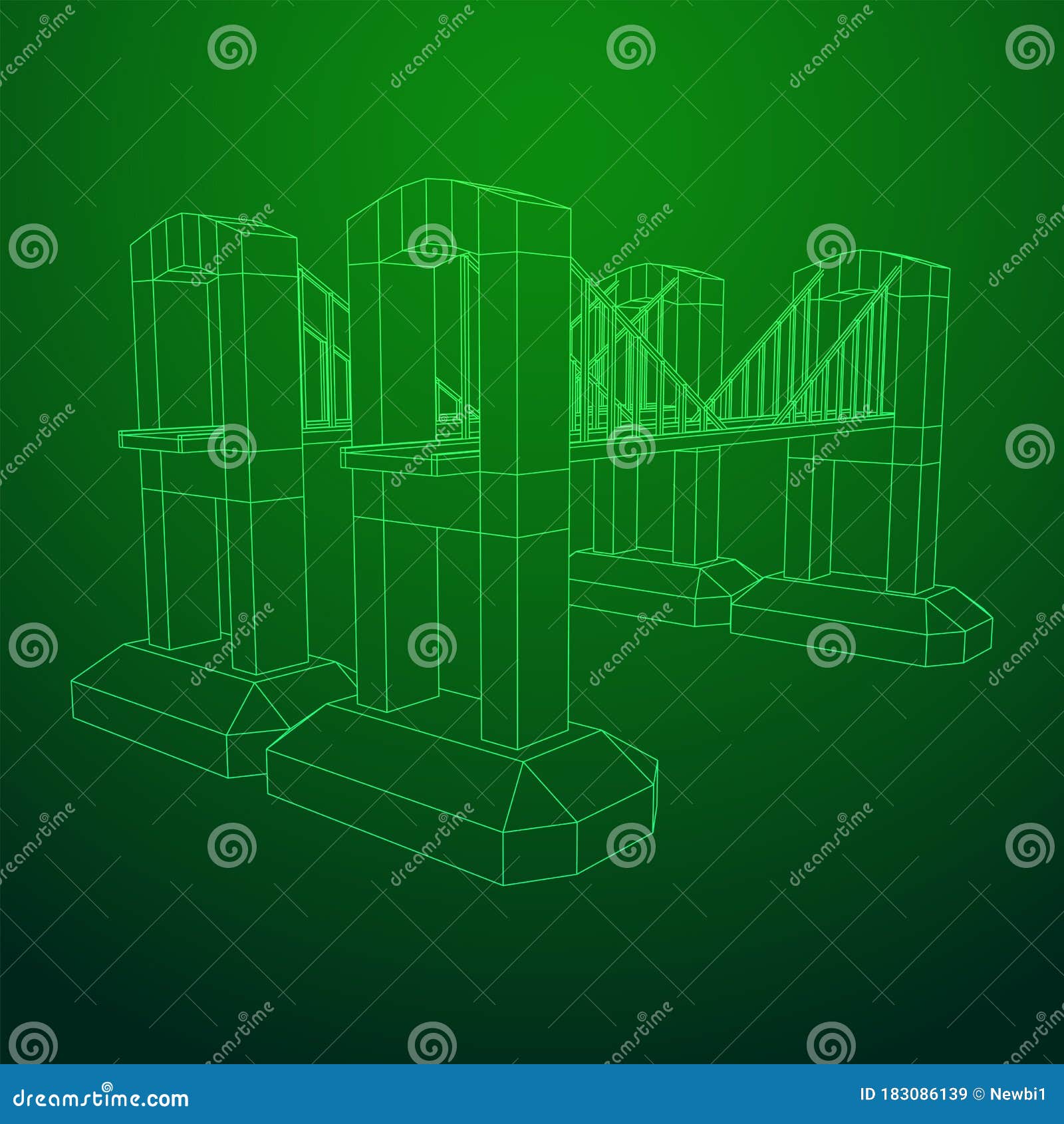 Bridge Connection Structure Wireframe Stock Vector - Illustration of ...