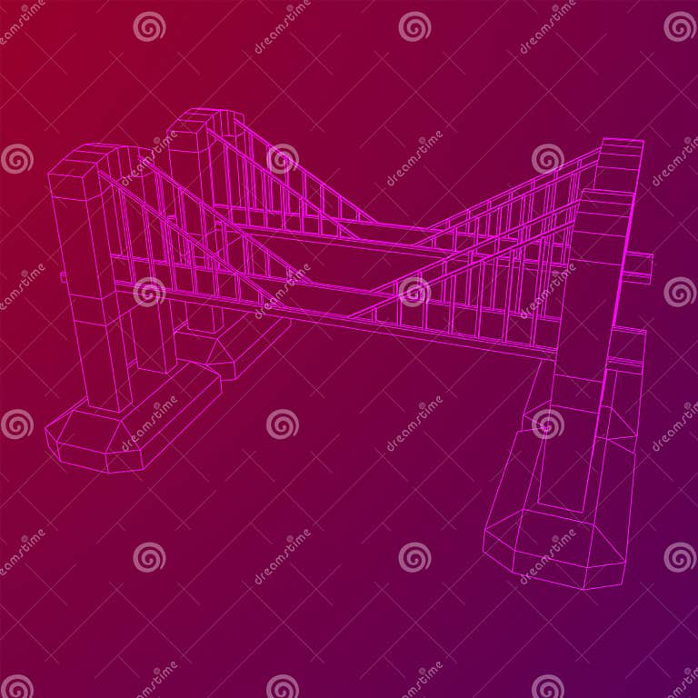 Bridge Connection Structure Wireframe Stock Vector - Illustration of ...