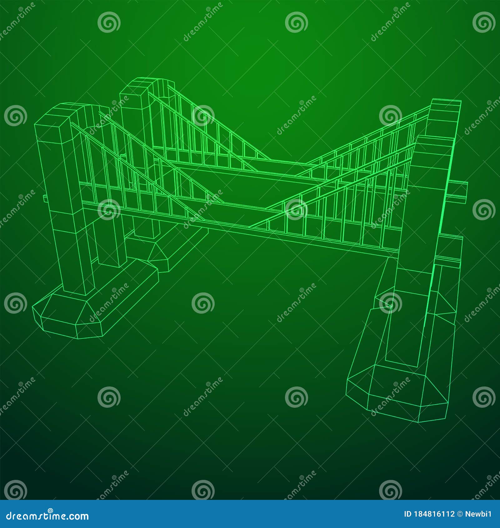 Bridge Connection Structure Wireframe Stock Vector - Illustration of ...