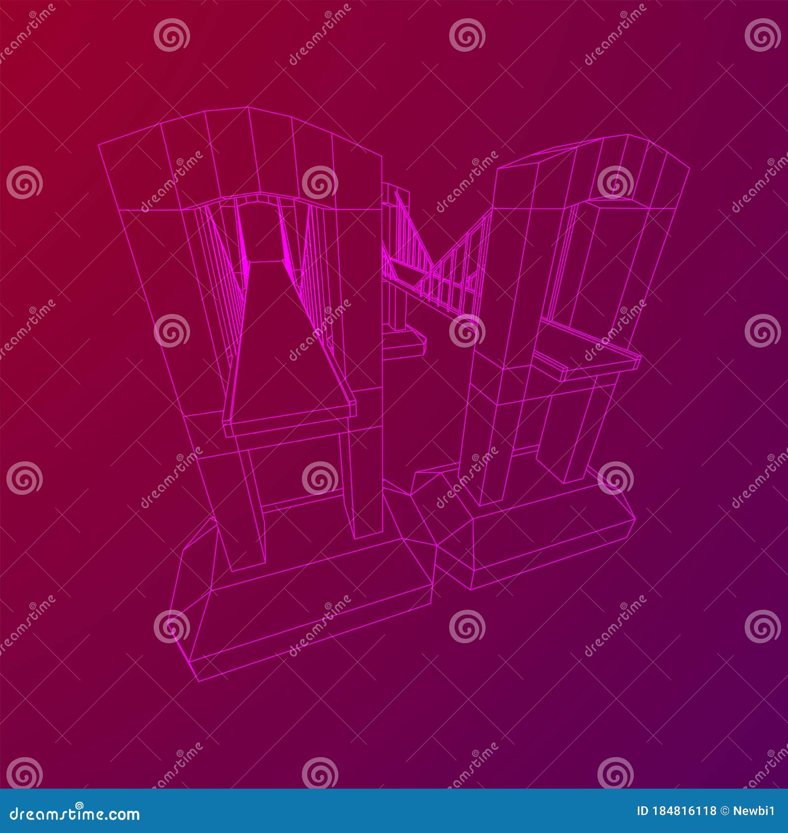 Bridge Connection Structure Wireframe Stock Vector - Illustration of ...