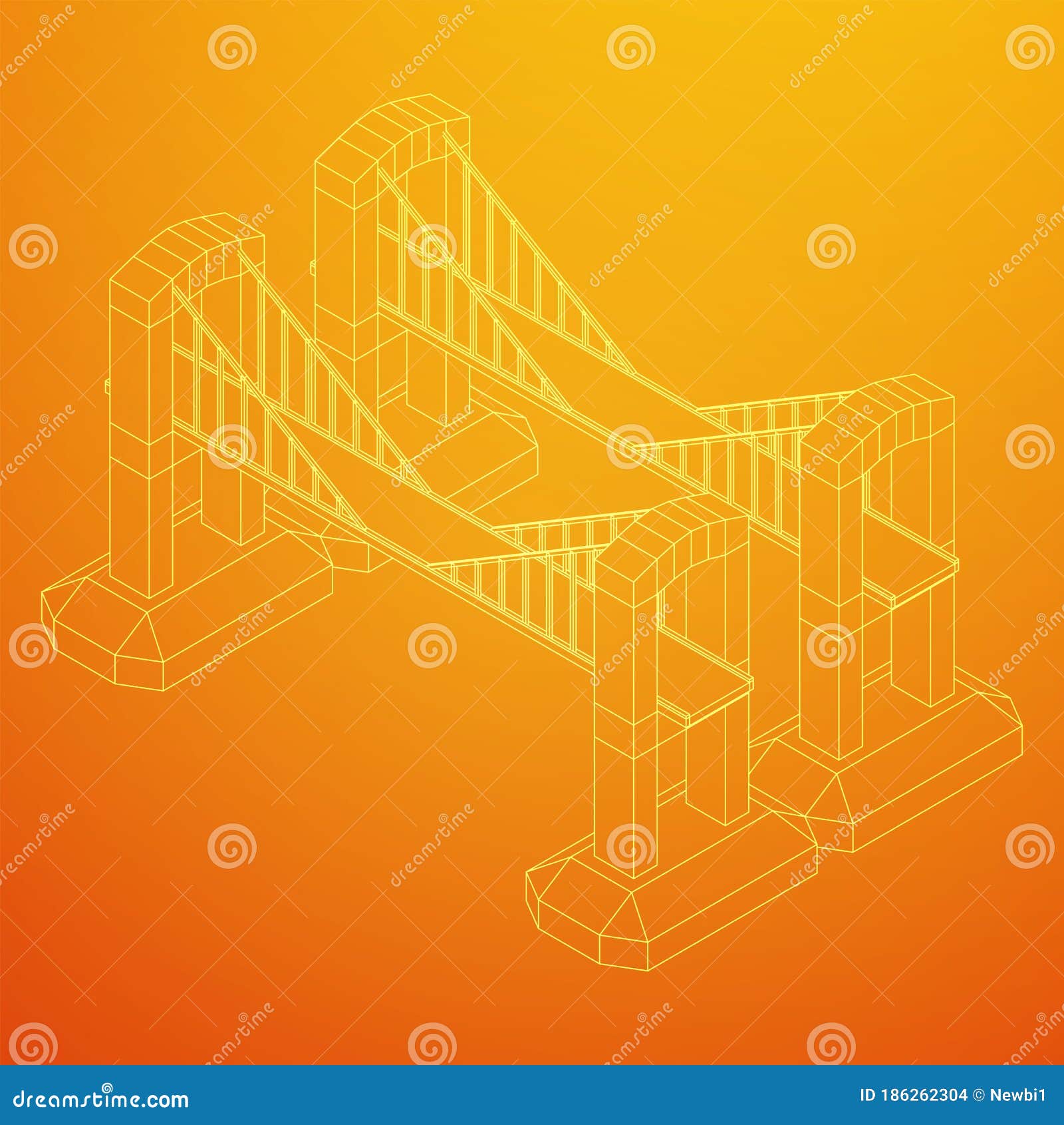 Bridge Connection Structure Wireframe Stock Vector - Illustration of ...