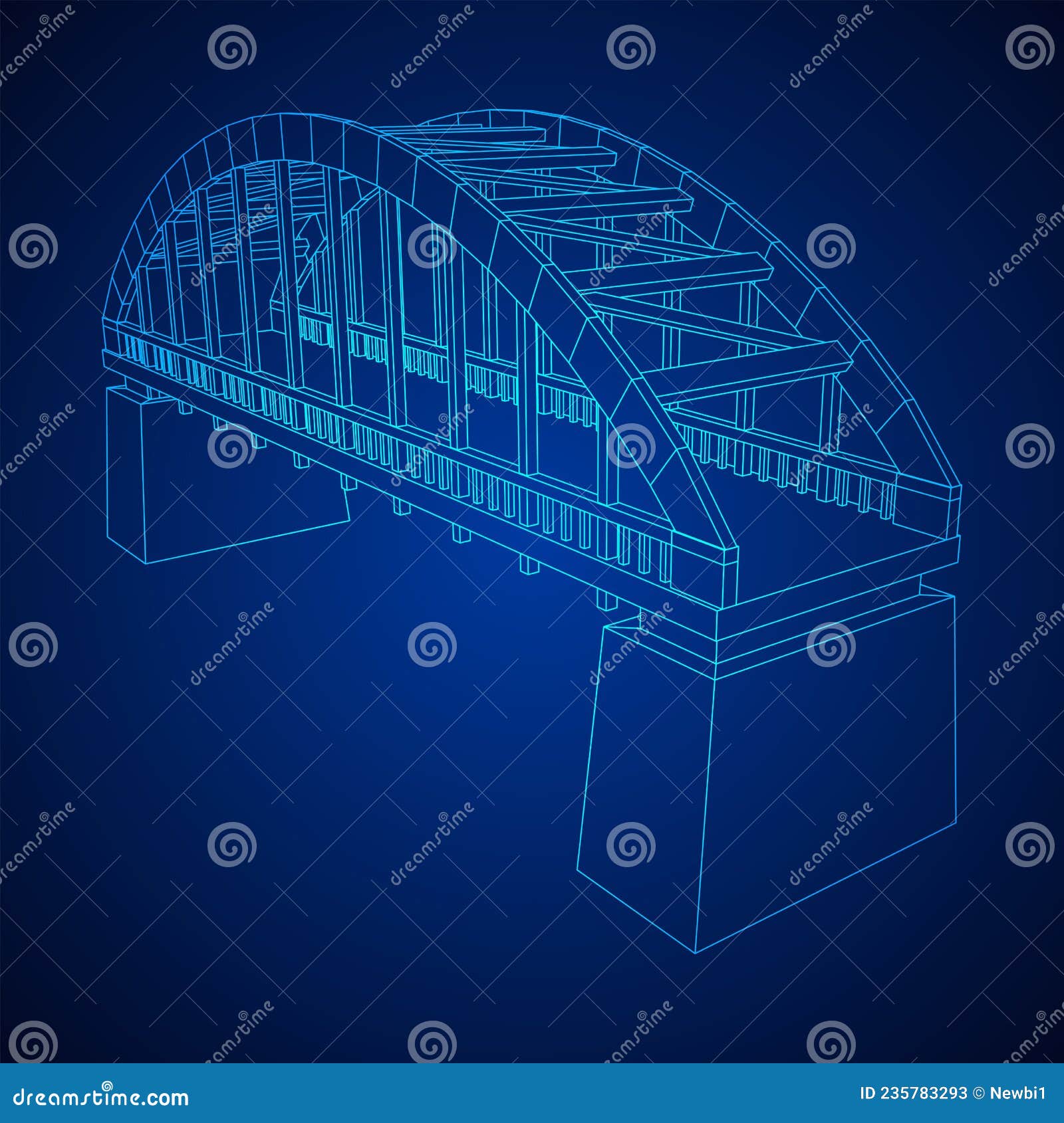 Bridge Connection Structure. Wireframe Low Poly Mesh Stock Vector ...
