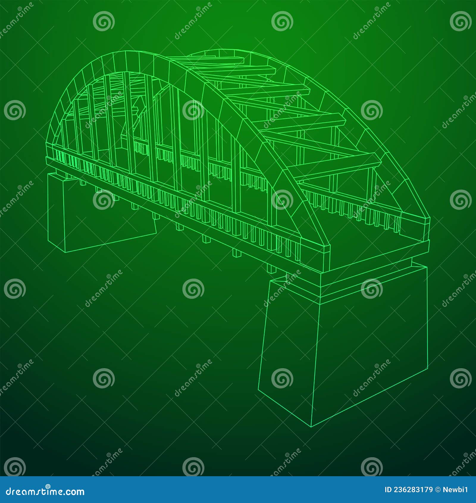 Bridge Connection Structure. Wireframe Low Poly Mesh Stock Vector ...