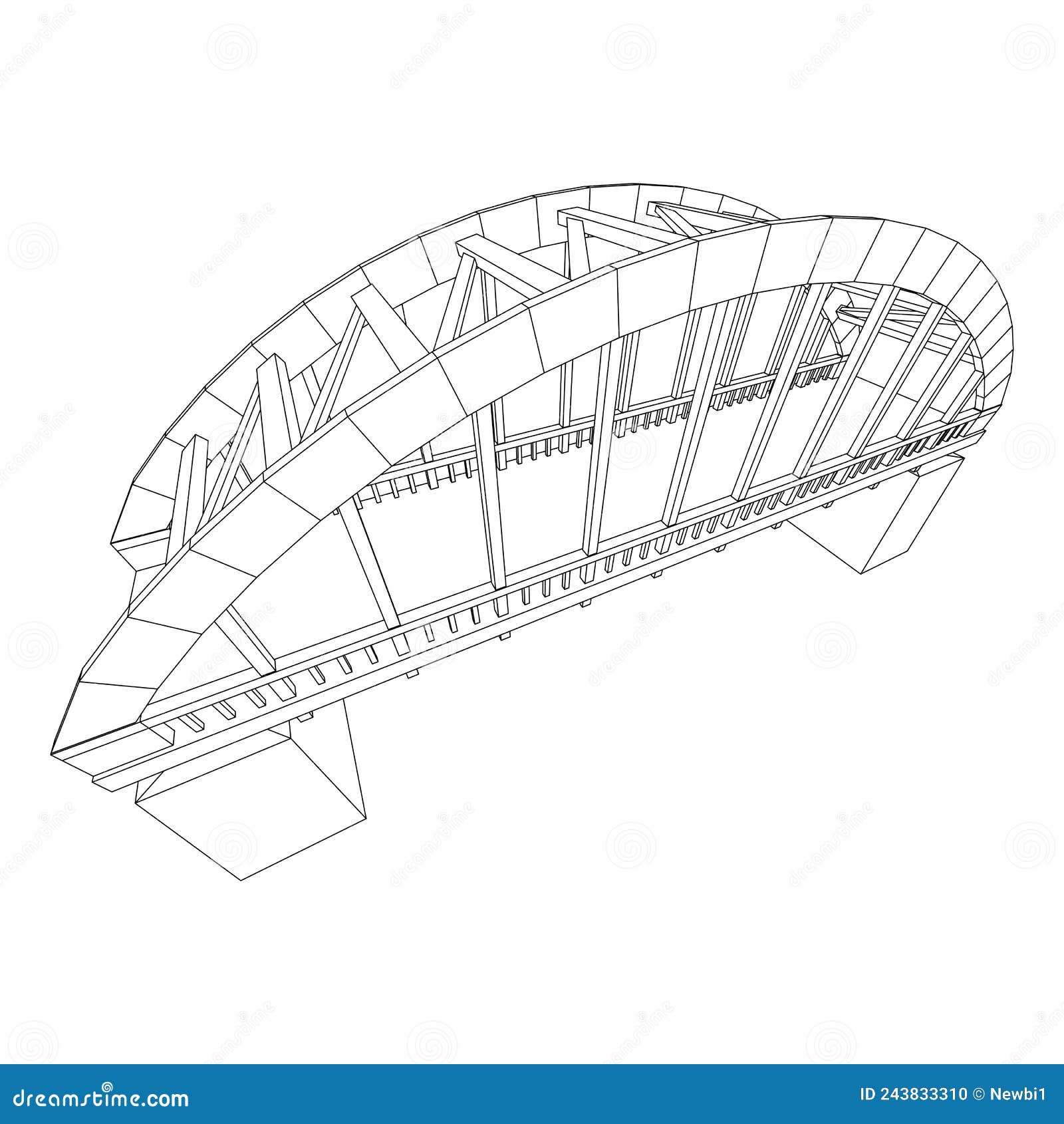 Bridge Connection Structure. Wireframe Low Poly Mesh Stock Vector ...