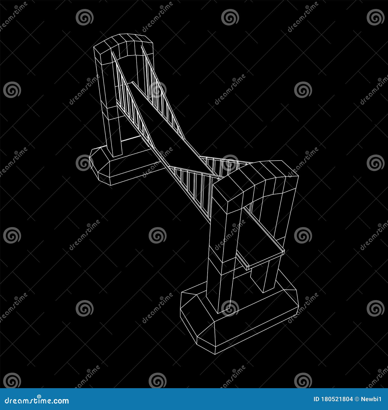 Bridge Connection Structure Wireframe Stock Vector - Illustration of ...