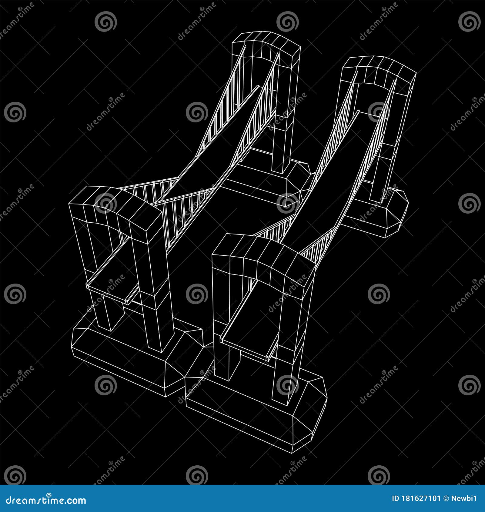 Bridge Connection Structure Wireframe Stock Vector - Illustration of ...