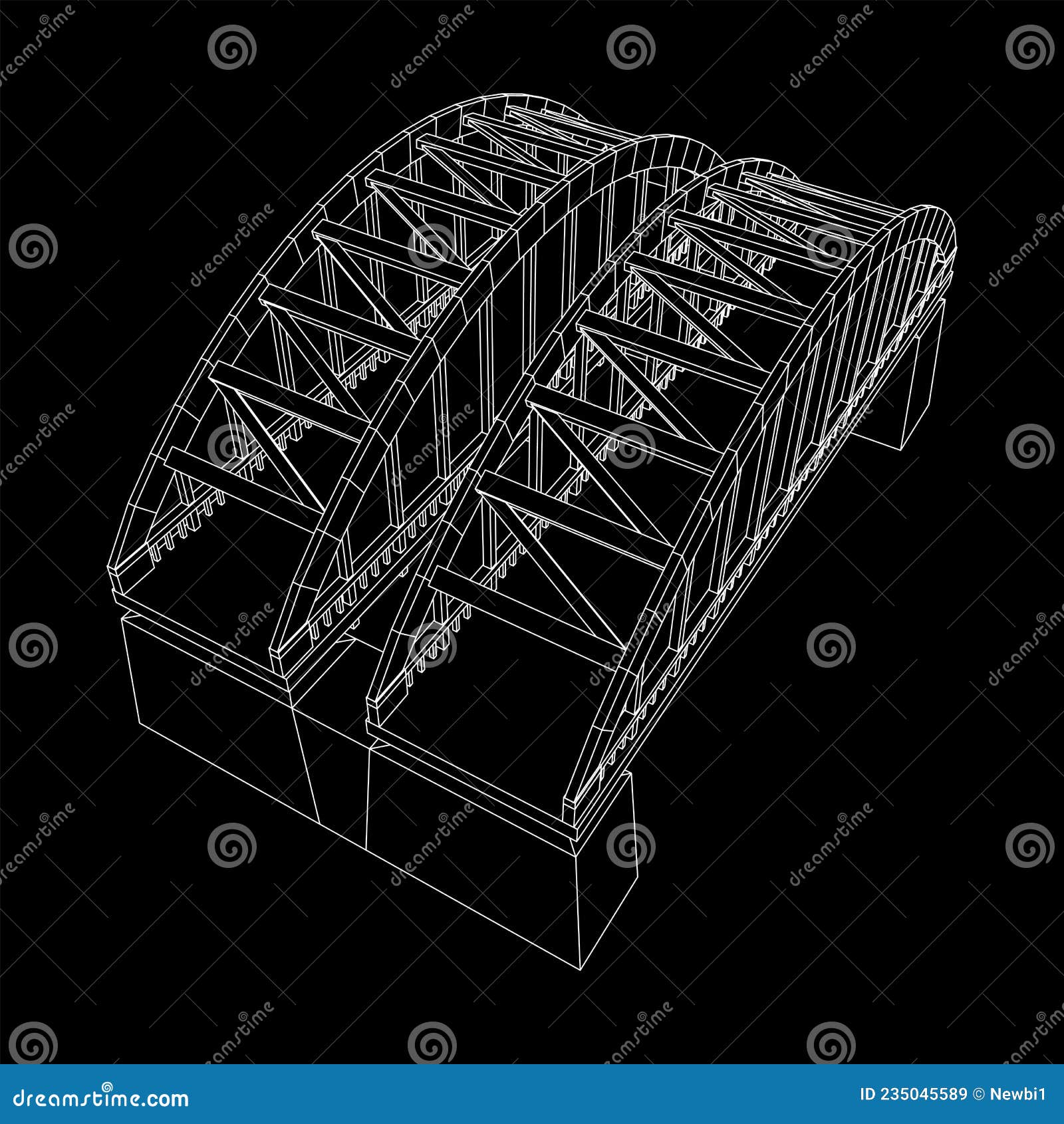 Bridge Connection Structure. Wireframe Low Poly Mesh Stock Vector ...