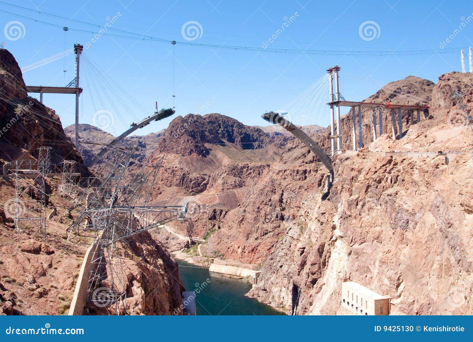 Bridge Construction at Hoover Dam Stock Photo - Image of black, lake ...
