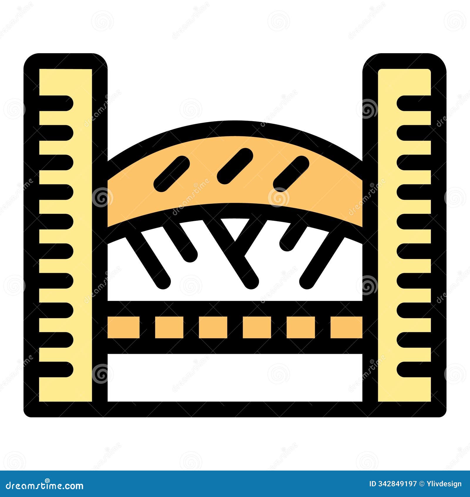 Bridge Construction Icon Showing Building Process with Rulers Stock ...