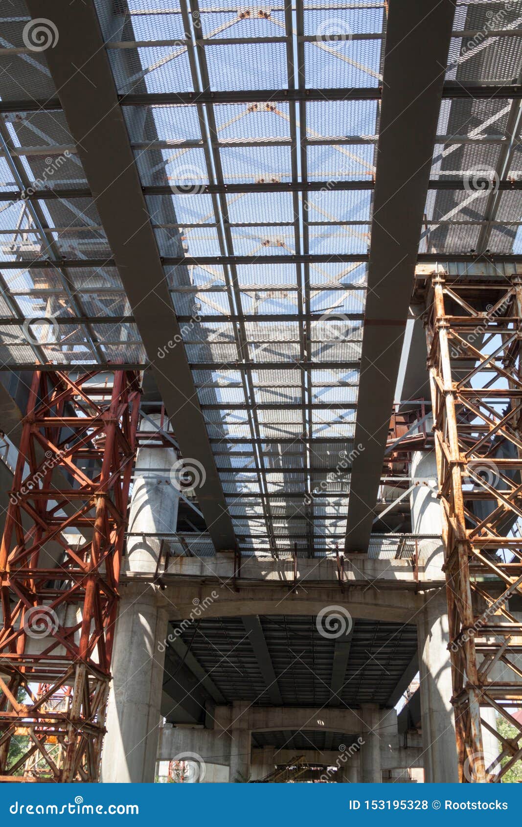 Bridge Construction. Metal Framework of the Bridge Stock Photo - Image ...