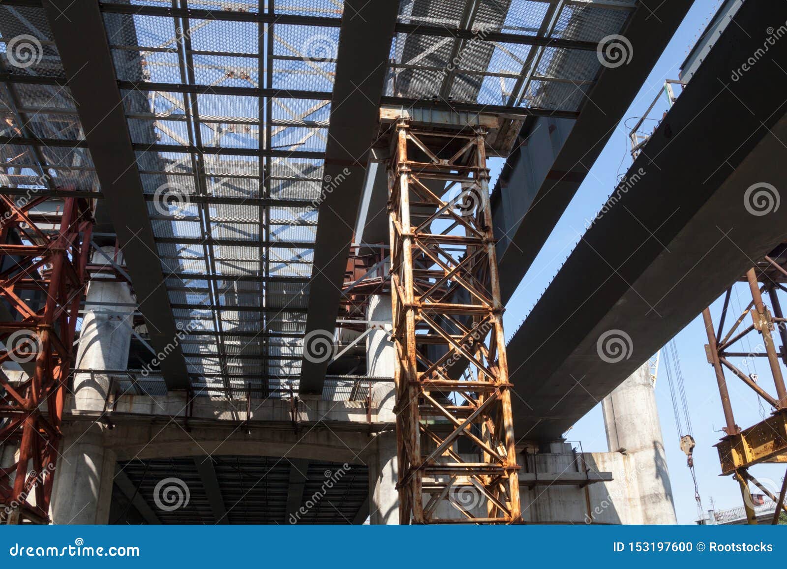 Bridge Construction. Metal Framework of the Bridge Stock Photo - Image ...