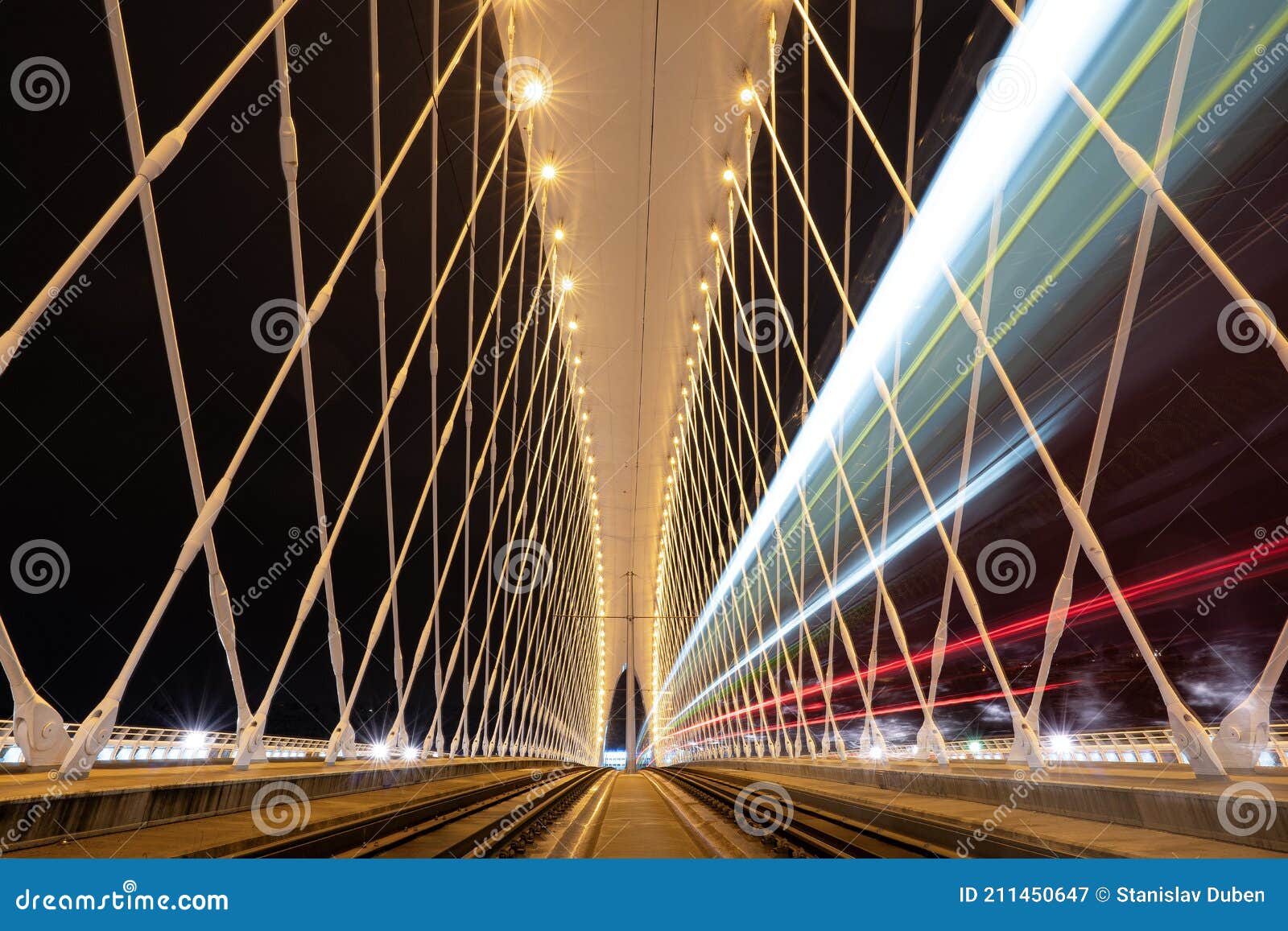Bridge Construction With Railway And Blurred Motion Speed Of Train ...