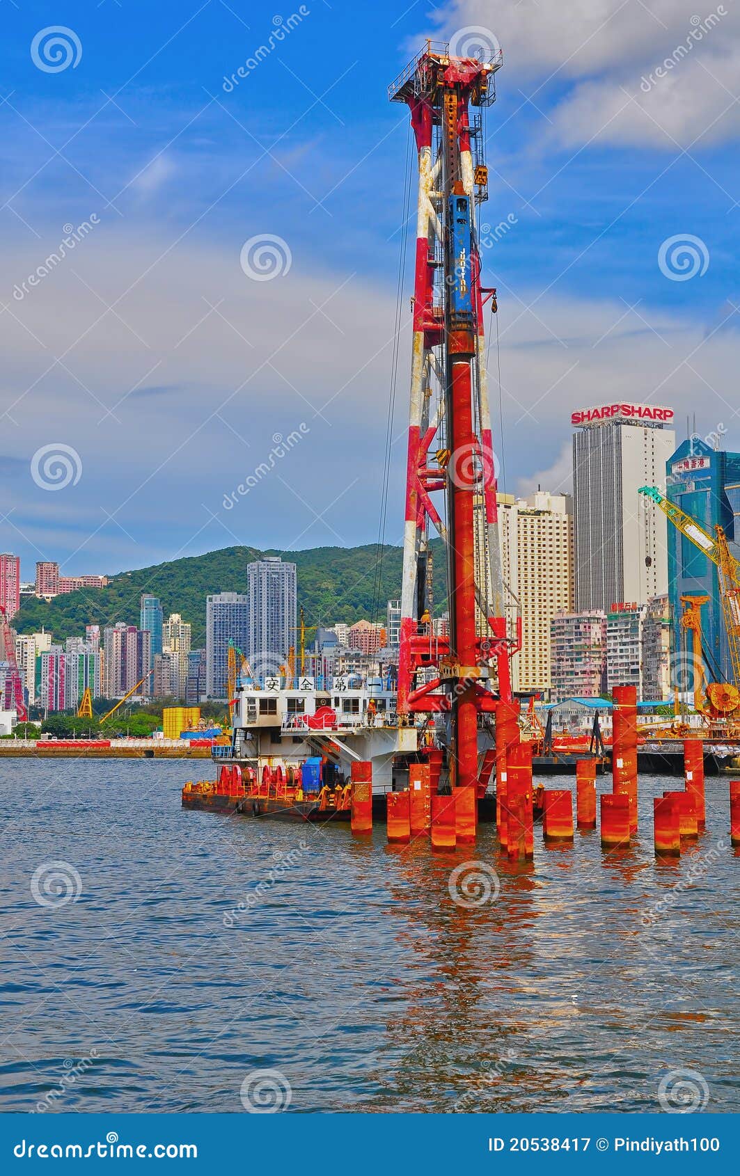 Bridge construction at sea editorial photography. Image of transport ...