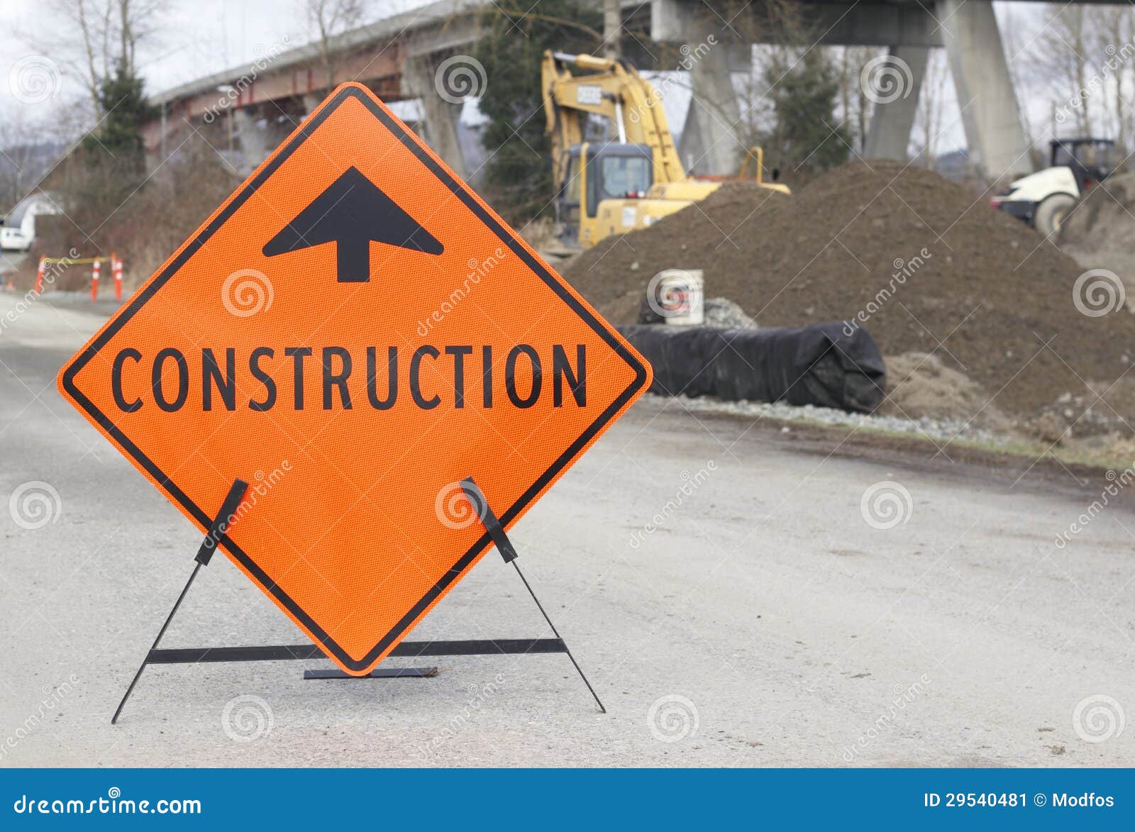 Bridge Construction Sign stock image. Image of repair - 29540481