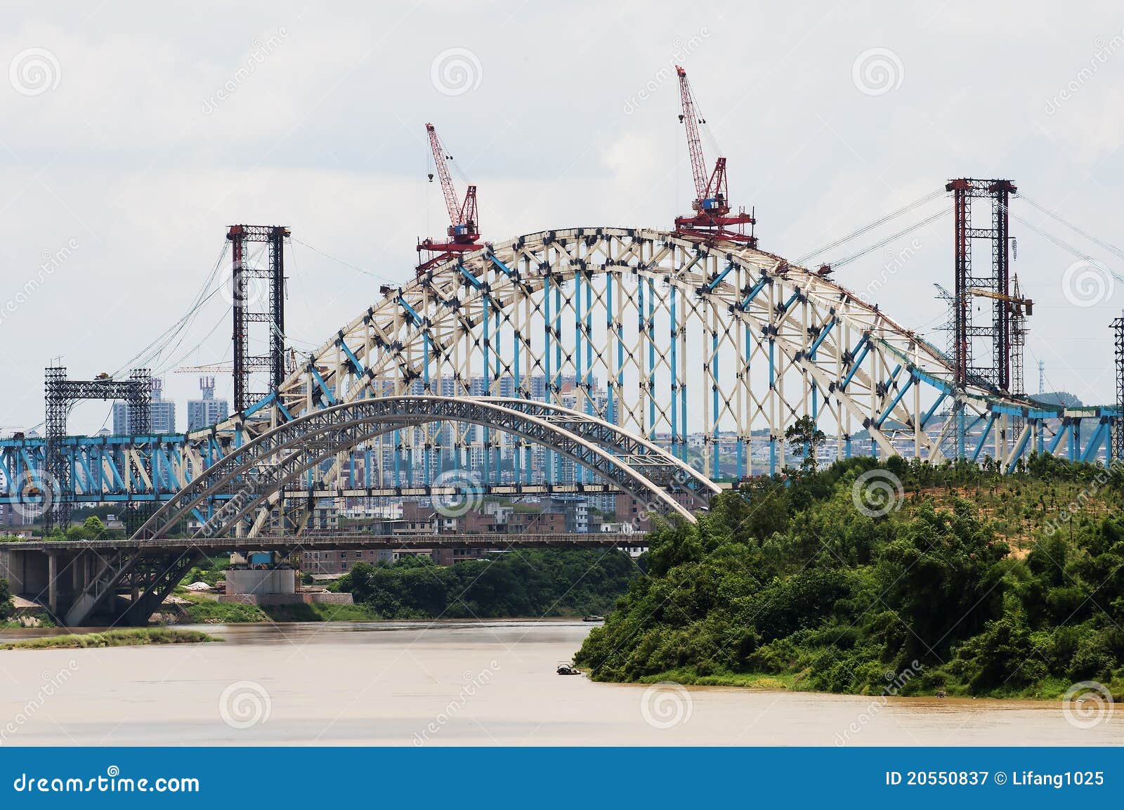 Bridge construction site stock image. Image of metal - 20550837