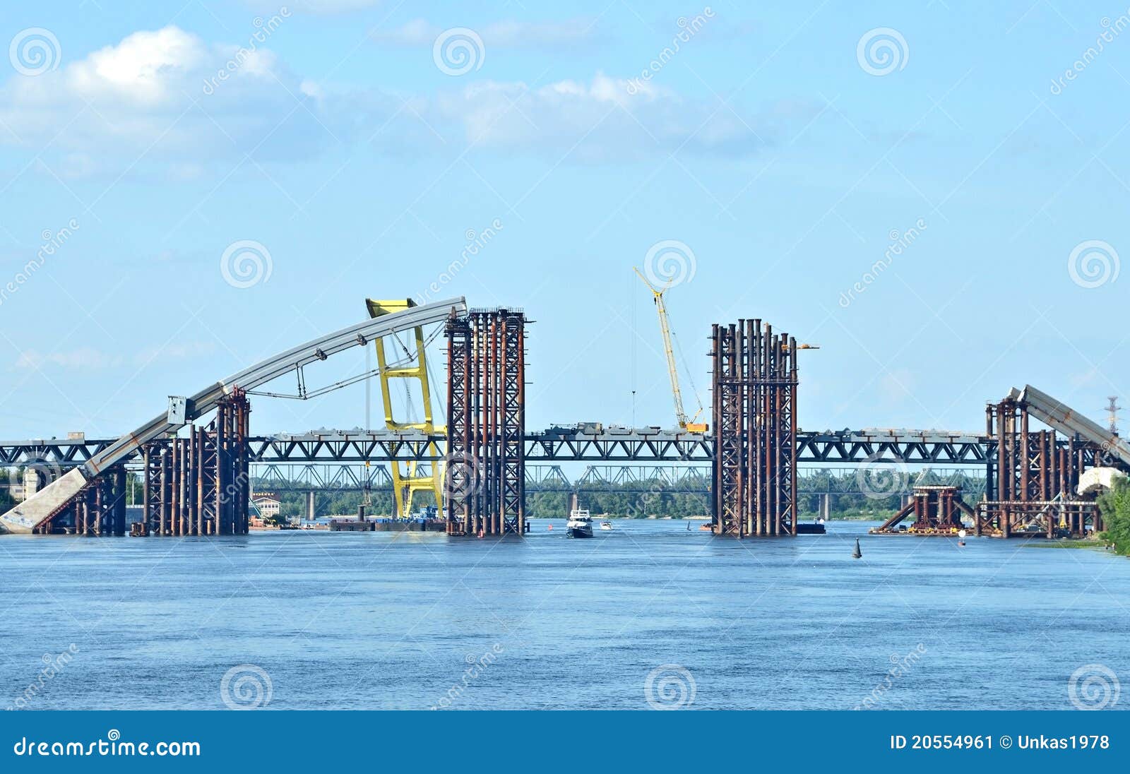 Bridge construction site stock image. Image of float - 20554961