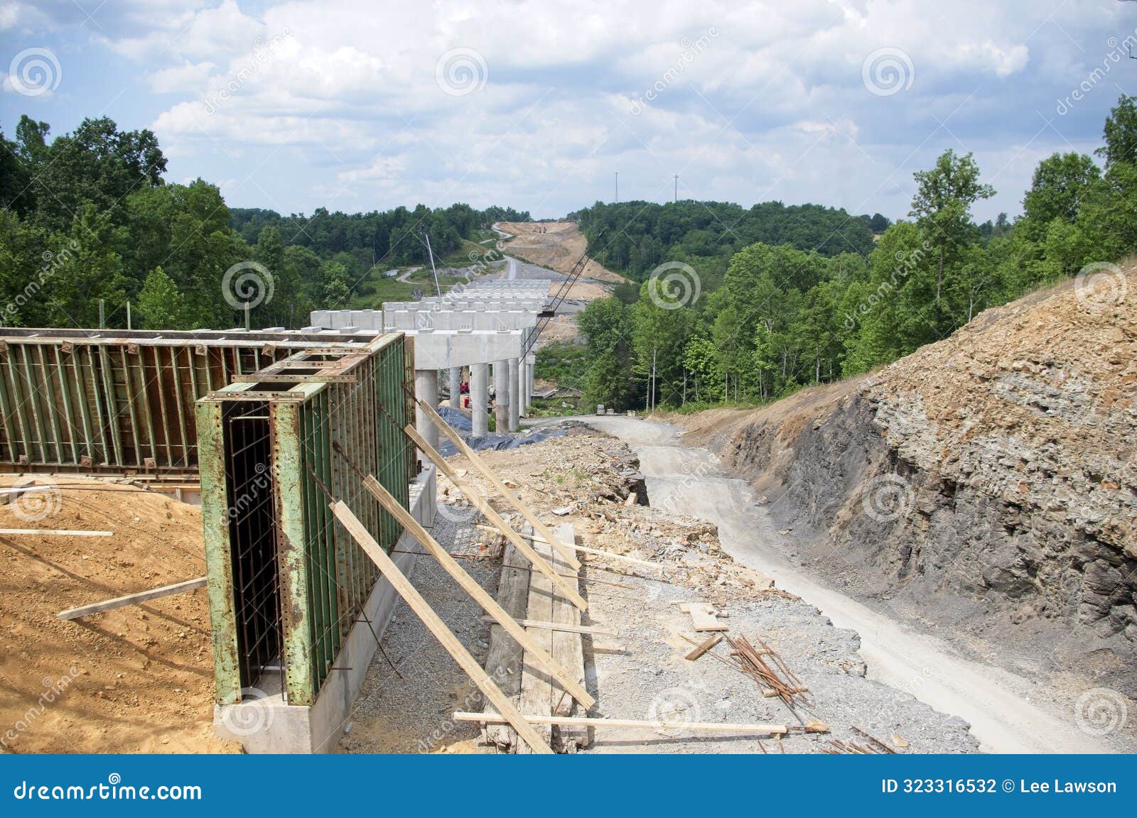 Forms for Concrete and Supports for Bridge Construction in a Rural Area ...
