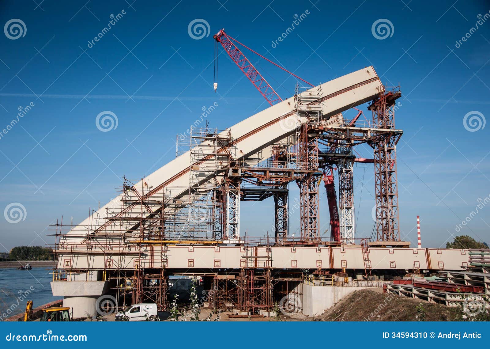 Bridge construction stock photo. Image of evening, construction - 34594310