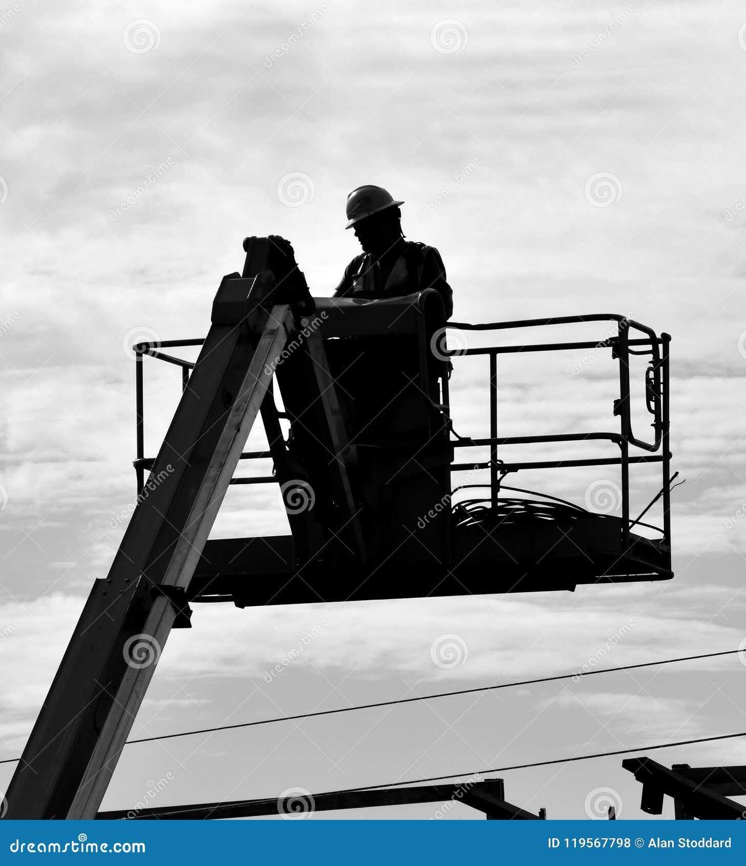 Bridge Construction Worker Manipulates a Platform Lift Editorial Stock ...