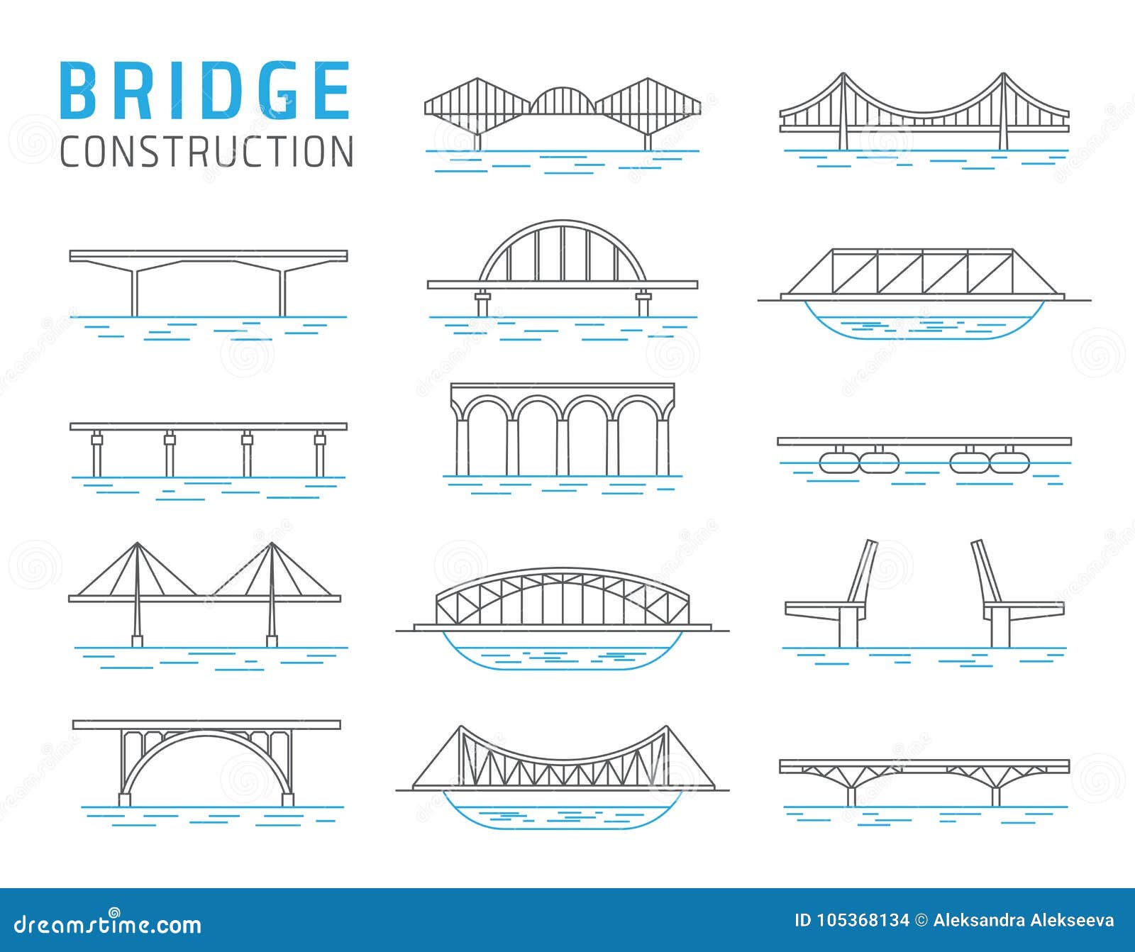 Bridge Constructions Vector Set Stock Vector - Illustration of ...