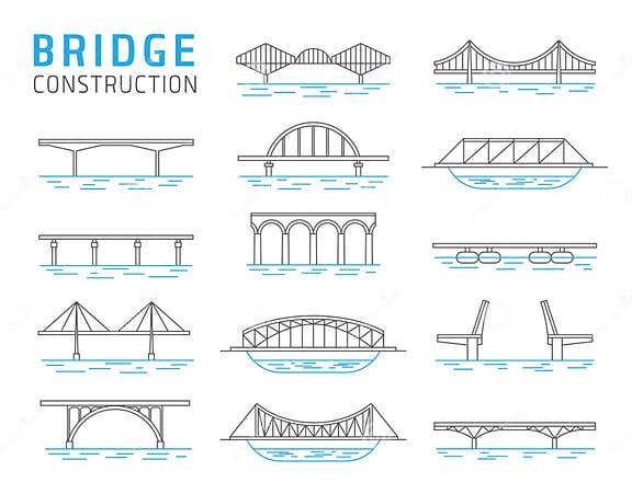 Bridge Constructions Vector Set Stock Vector - Illustration of ...