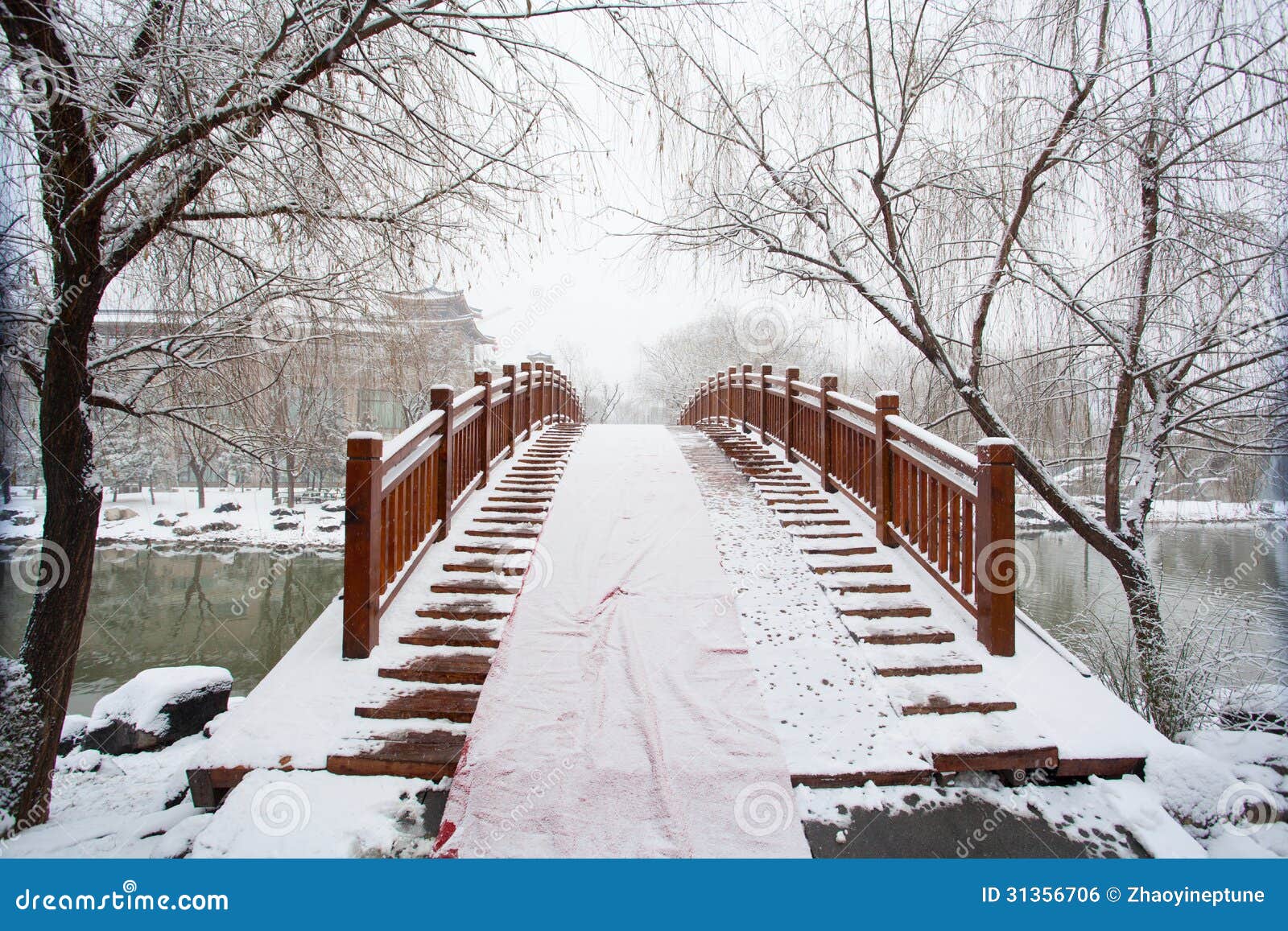 A Bridge Covered by a Heavy Snow Stock Photo - Image of footbridge ...