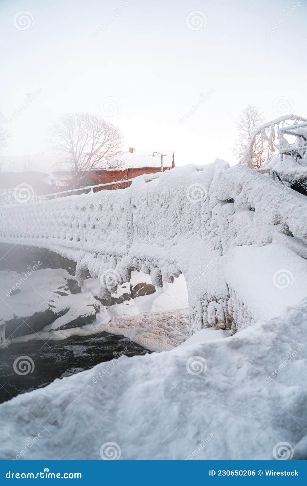 Bridge Covered with Snow during Winte Stock Photo - Image of snow ...