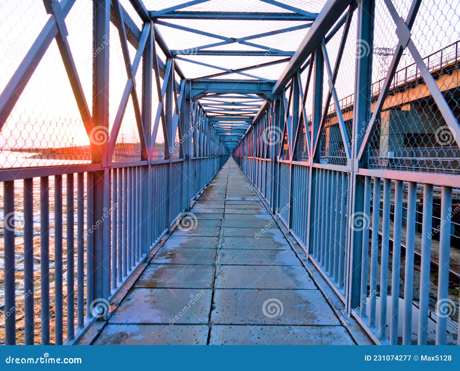 Bridge Crossing, Pedestrian Overpass Made Stock Image - Image of ...