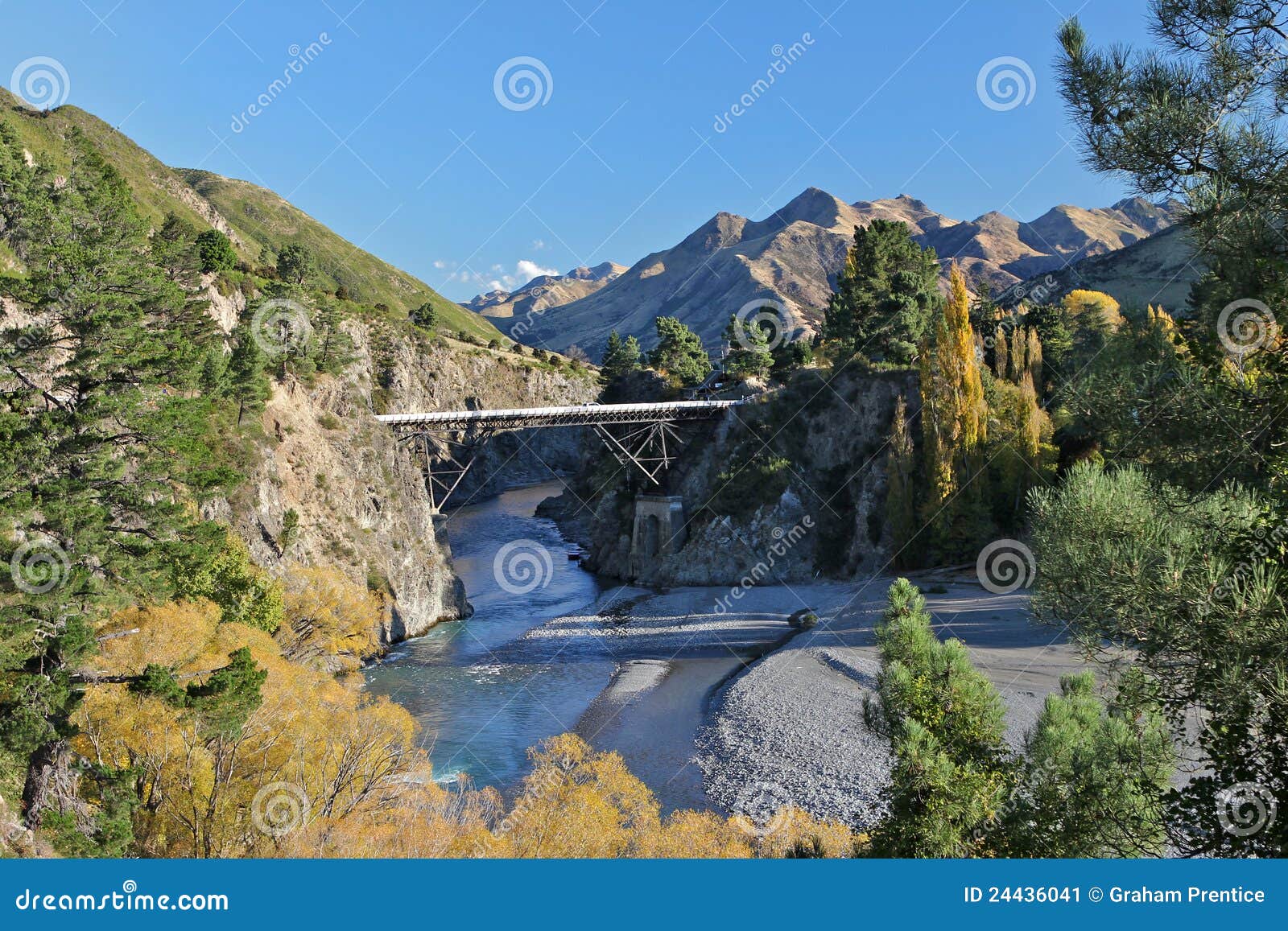 Bridge Crossing River - Fall Colors Stock Image - Image of arch, autumn ...