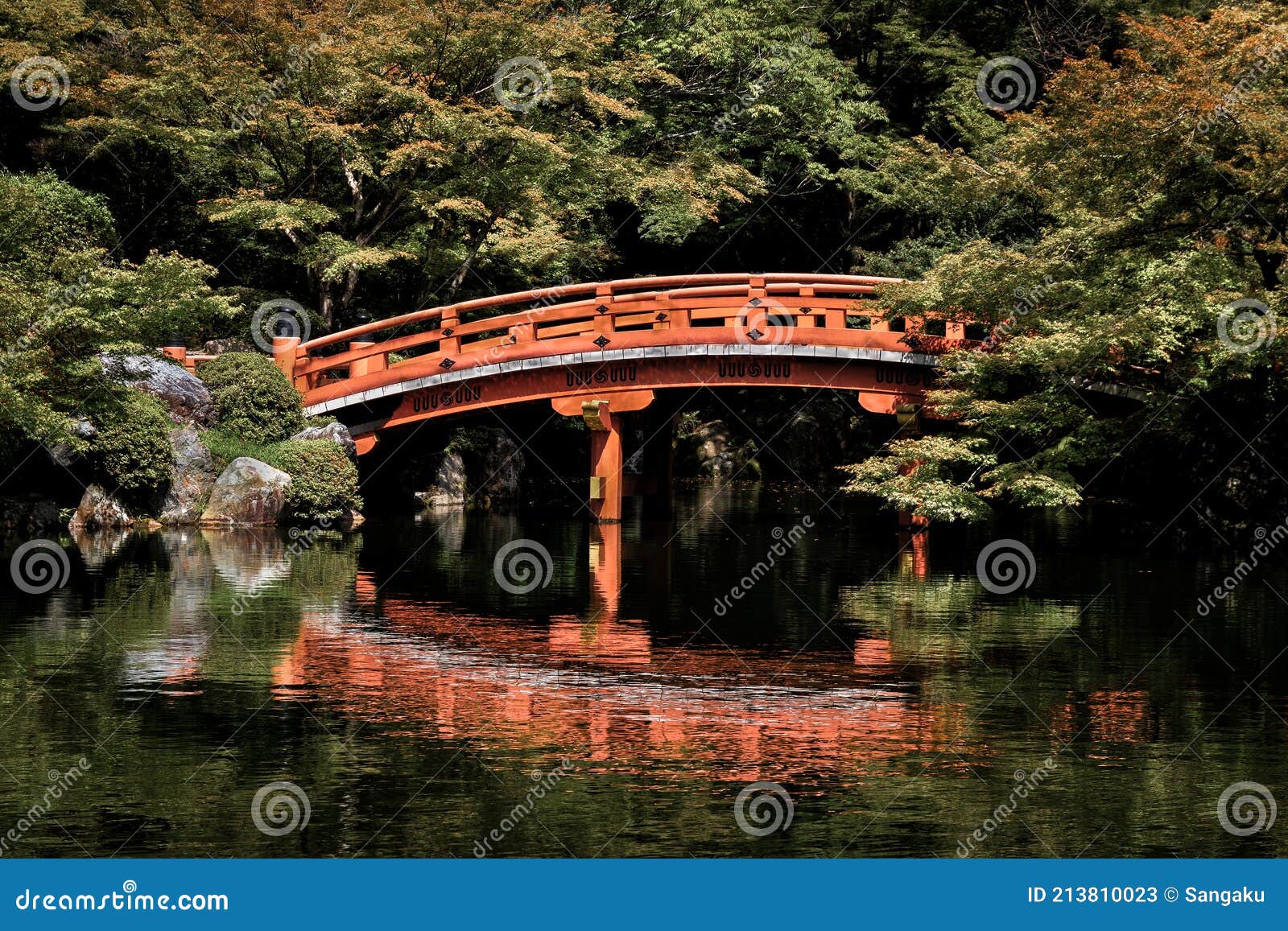 Bridge at Daigoji Temple in Kyoto Stock Image - Image of pond, water ...