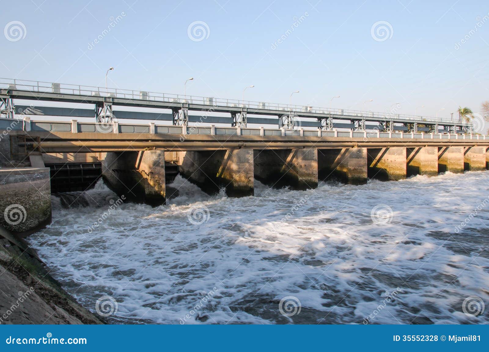 Bridge on a dam stock photo. Image of generate, falling - 35552328