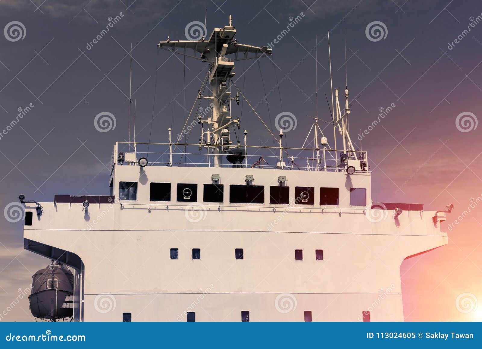 Bridge Deck and Communication of Cargo Ship Stock Image - Image of ...