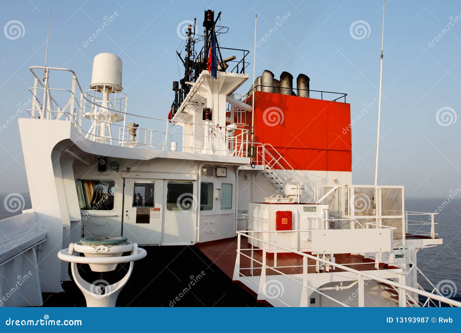 Bridge Deck of a Freighter Ship at Sea Stock Image - Image of freight ...