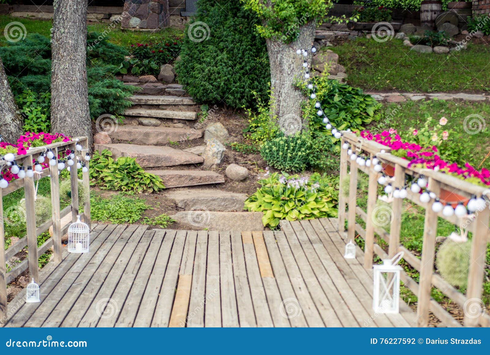 Bridge Decorated for Wedding Stock Photo - Image of elegant, country ...