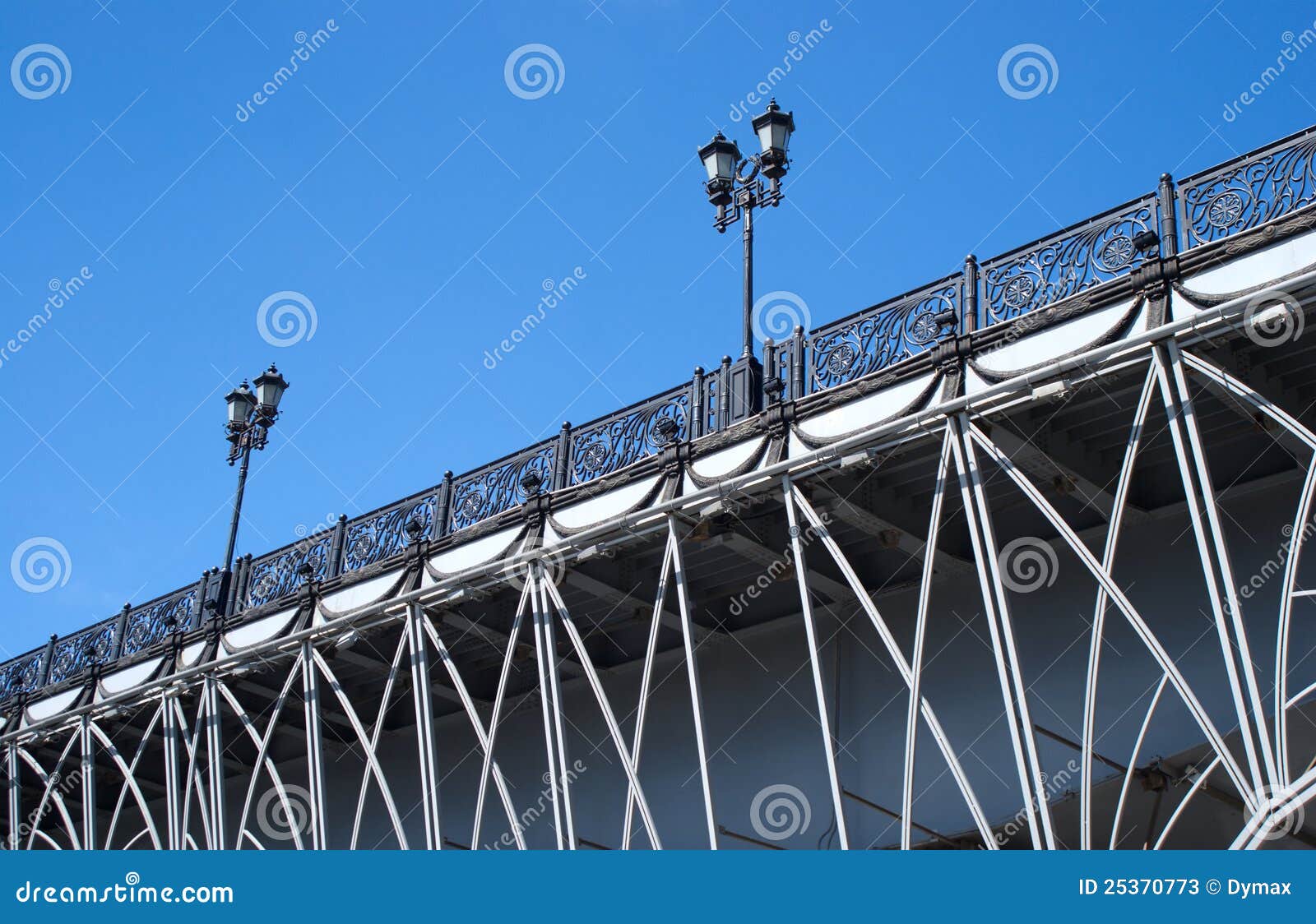 Bridge with Decorative Fence and Lanterns Stock Image - Image of black ...
