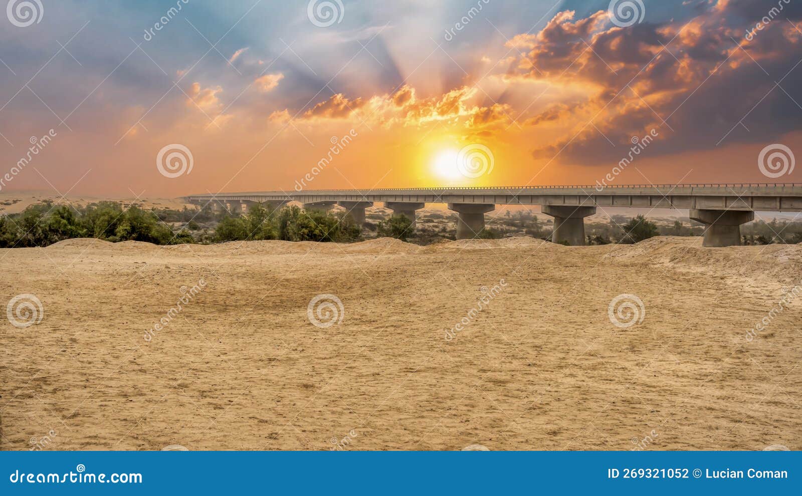 Bridge in the desert stock photo. Image of bridge, dunes - 269321052