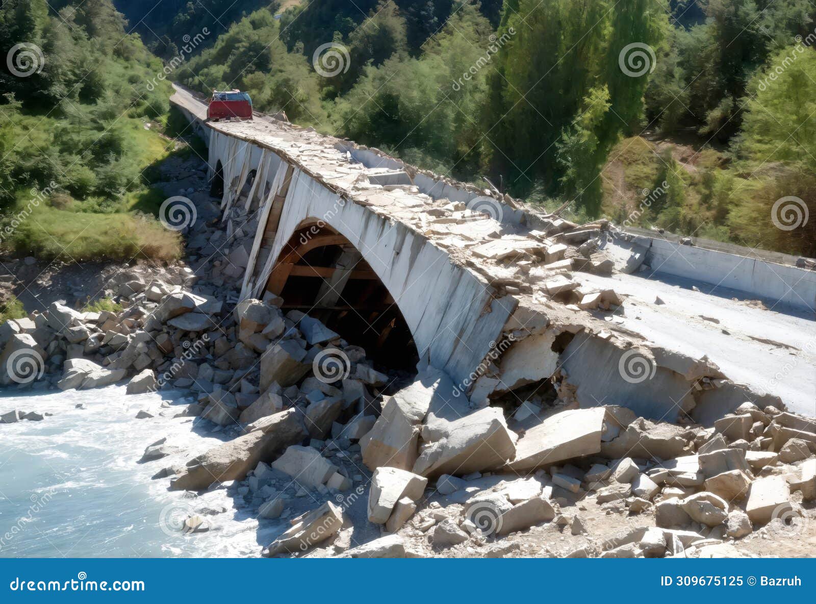 Bridge Destroyed by Earthquake Stock Illustration - Illustration of ...