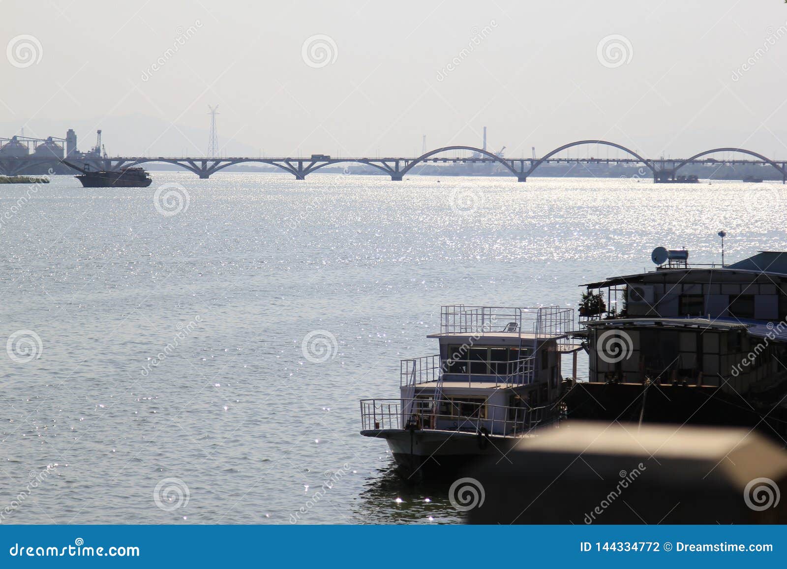 A bridge in the distance stock photo. Image of wharf - 144334772