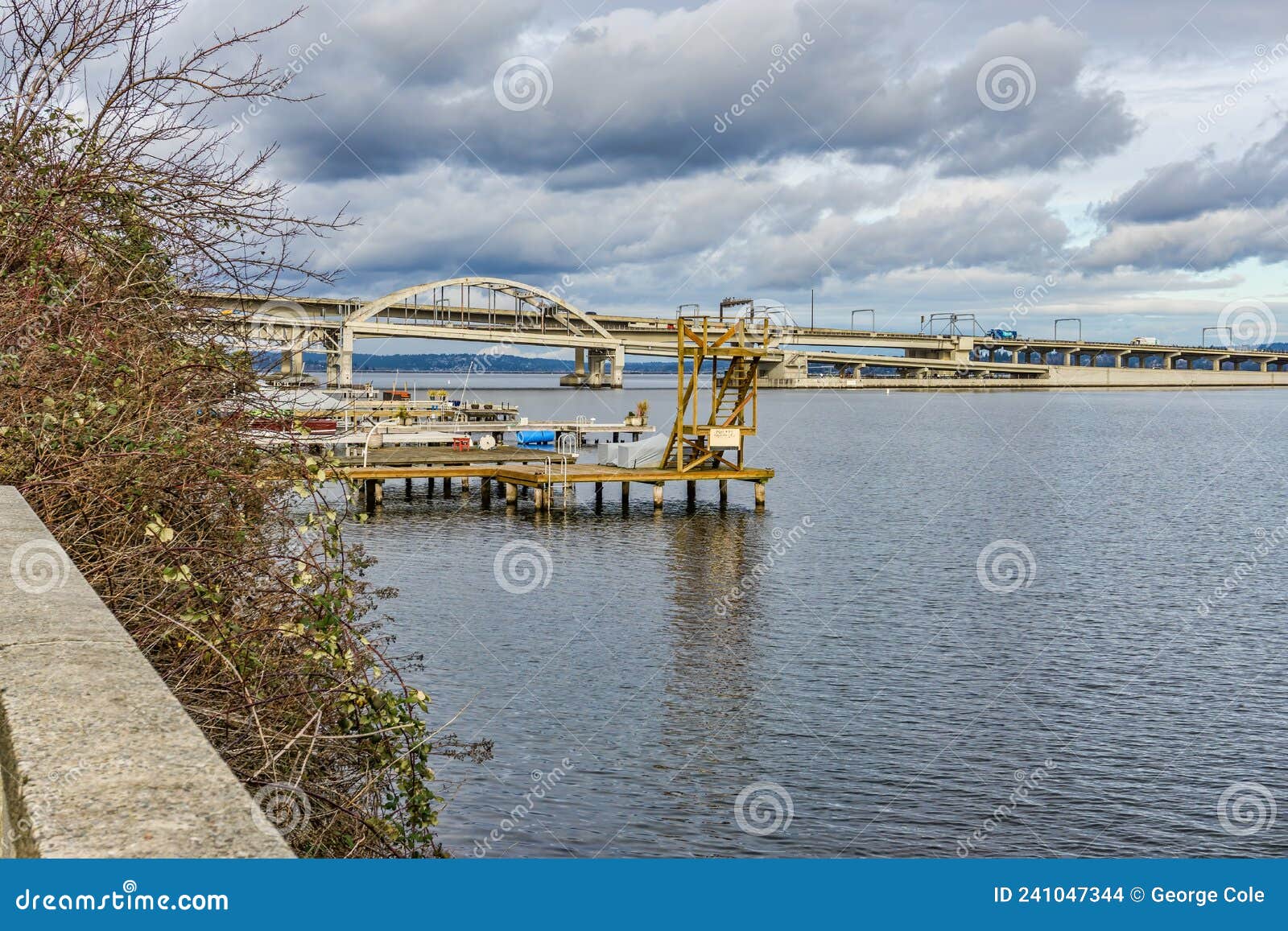 Bridge and Dock 2 stock photo. Image of lake, clouds - 241047344