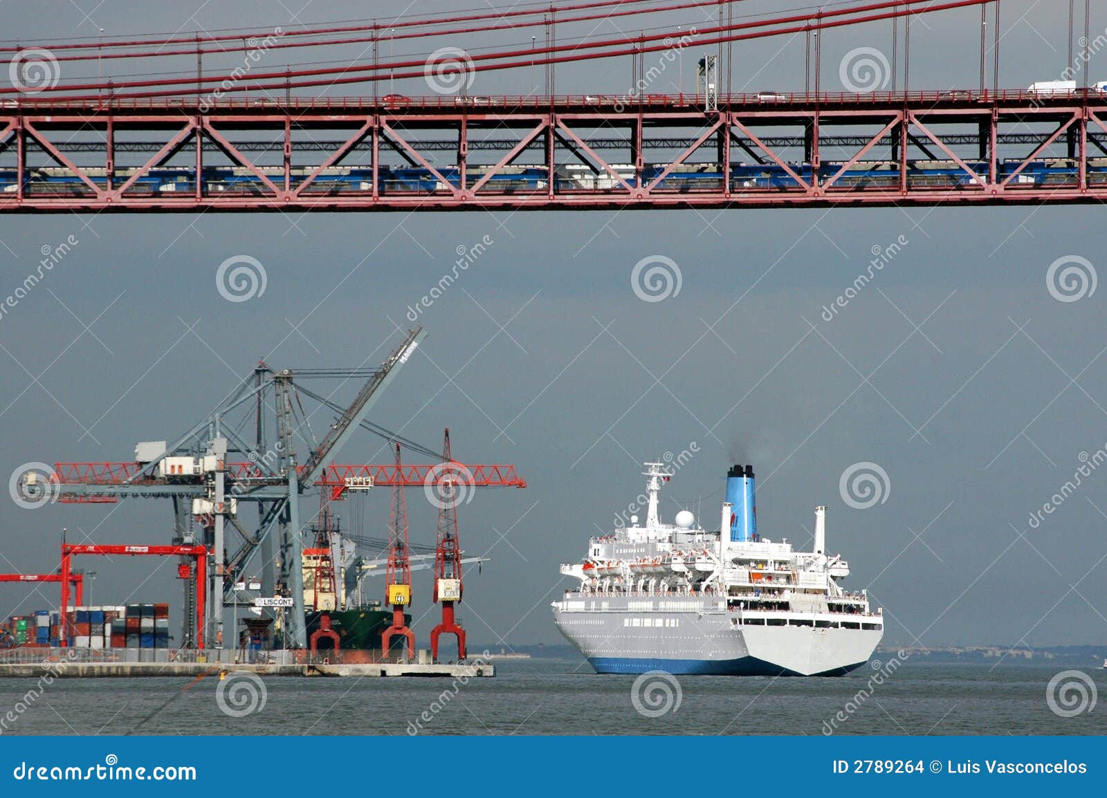 Bridge, Dock and Cruise Ship Stock Photo - Image of ship, passengers ...